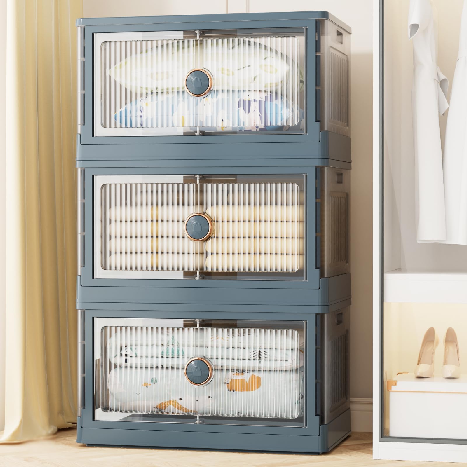 Amazon.com: Eva Keep Stackable Storage Bins with Doors - Collapsible ...