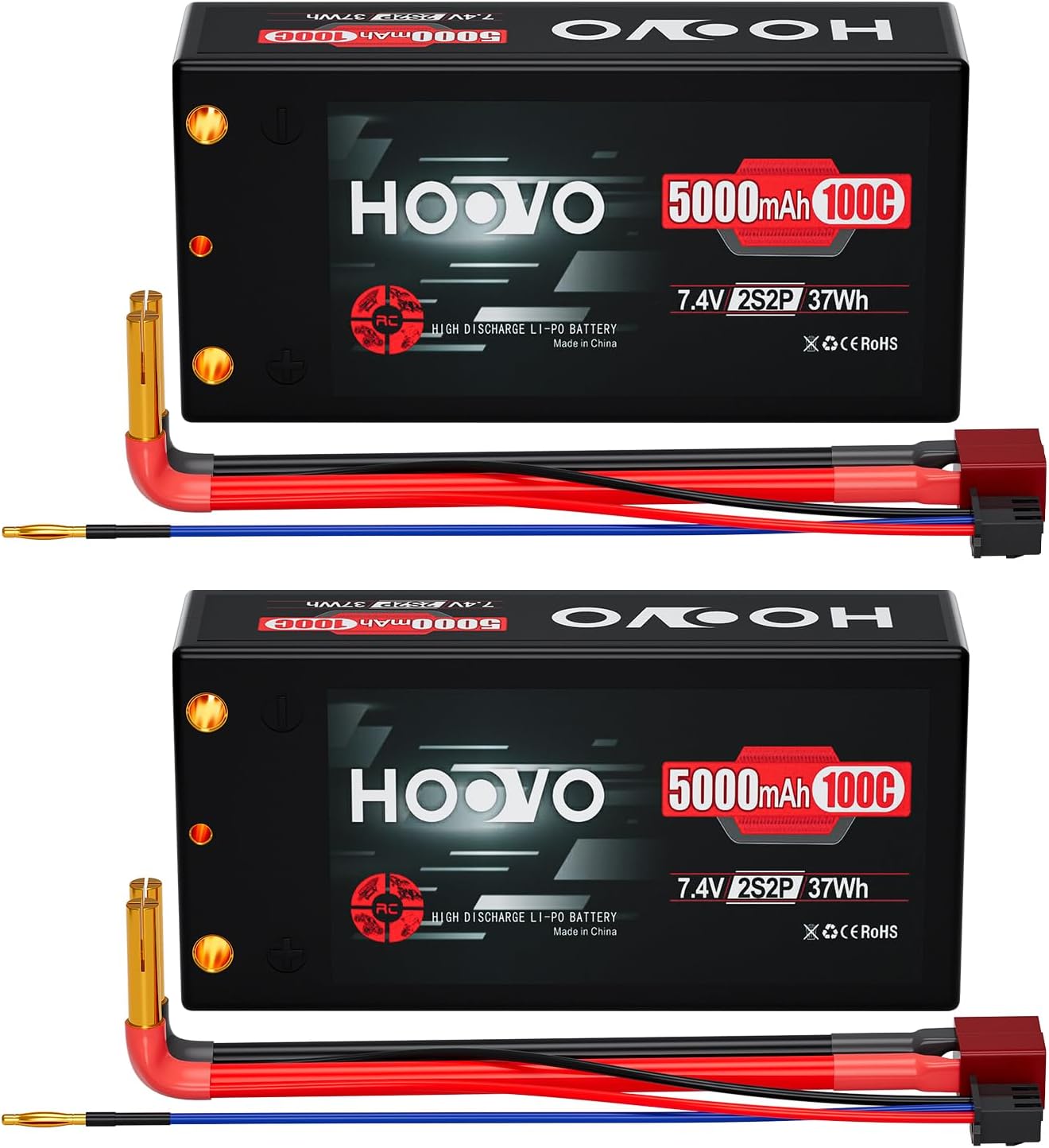 Amazon.com: HOOVO 2S 7.4V 100C 5000mAh RC Shorty Lipo Battery Hard Case ...