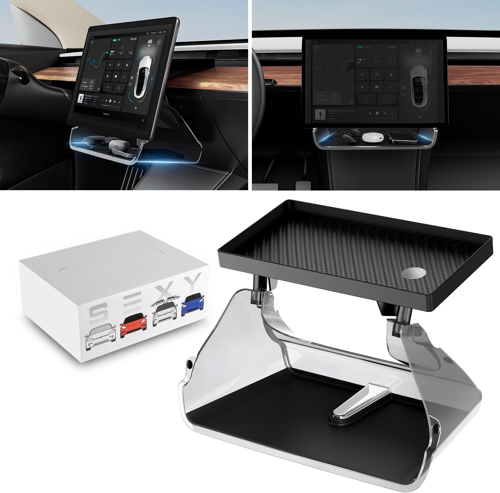 Amazon.com: AOLEAD Tesla Center Console Organizer Tray:Under Screen ...