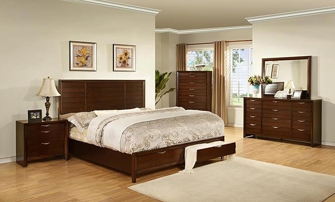 Amazon.com: Soflex Ireland Light Espresso Finish Storage Bedroom Set 4 ...