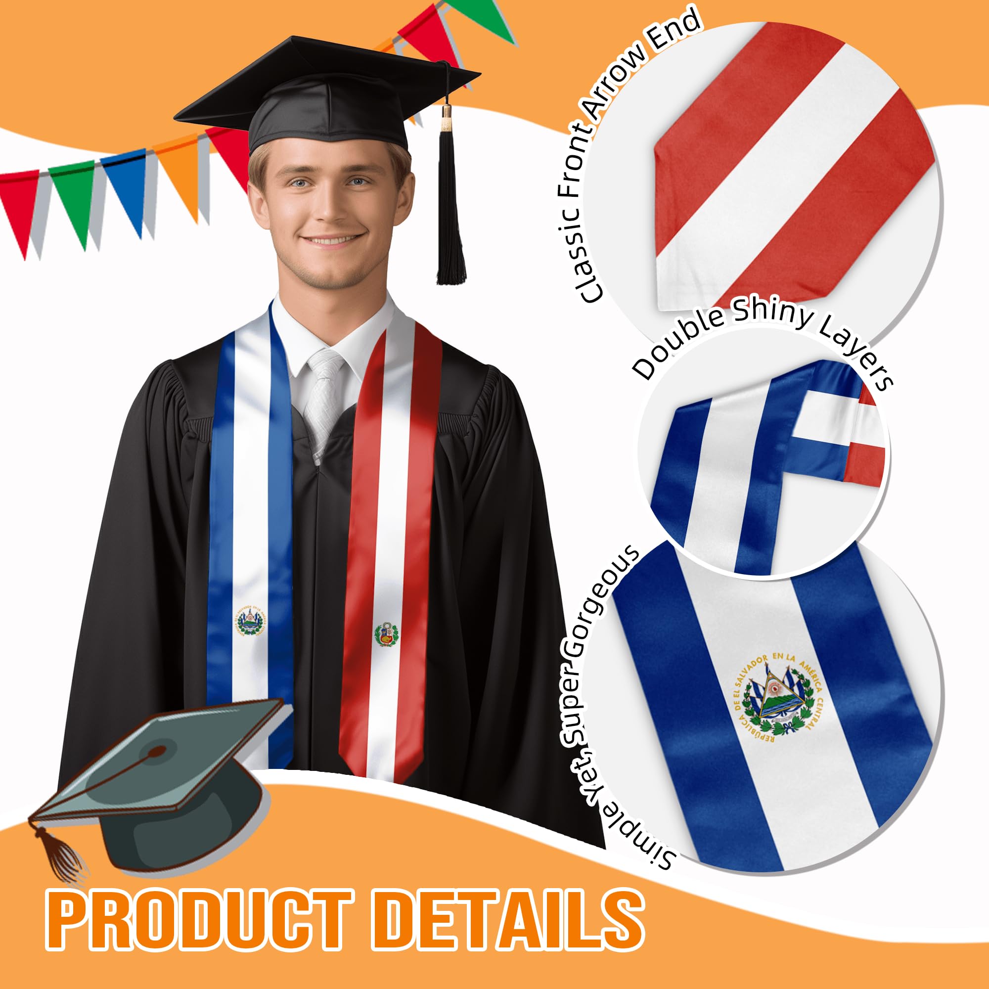 Snapklik.com : Graduation Stole Sash El Salvador Peru Flag Graduation ...