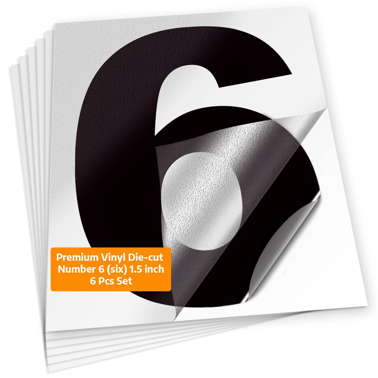 Amazon.com: iSYFIX Black Vinyl Number 6 (Six) Stickers - 6 Pack 1.5 ...