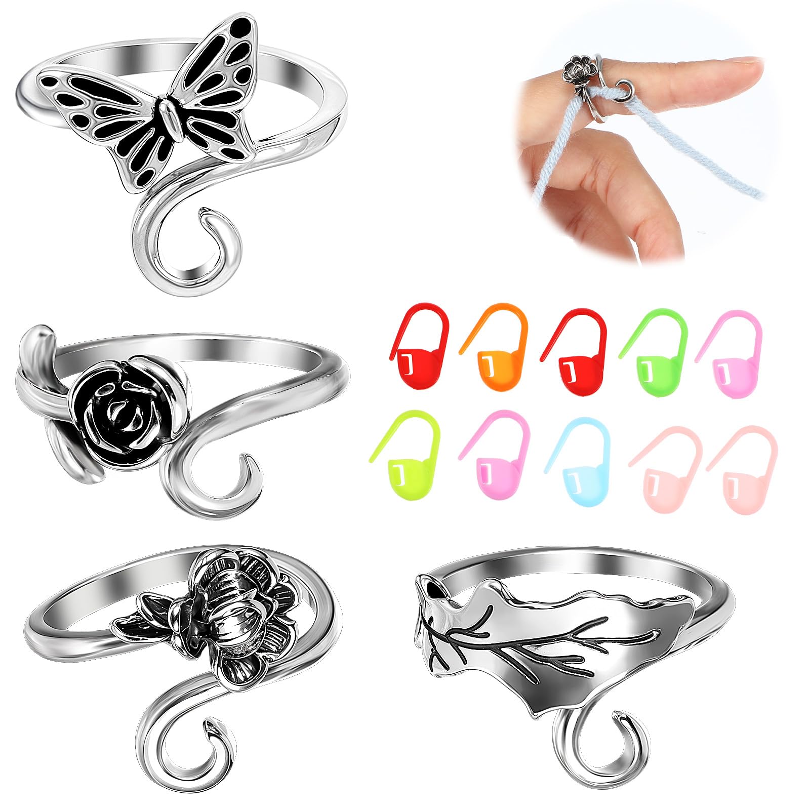 Amazon.com: YUXIANLB 4Pcs Adjustable Crochet Yarn Tension Ring for ...