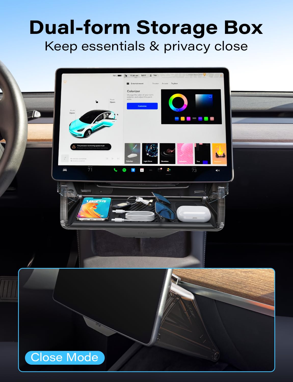 Snapklik.com : TAZENI Under Screen Storage Model Y Model 3, Hiddenable ...