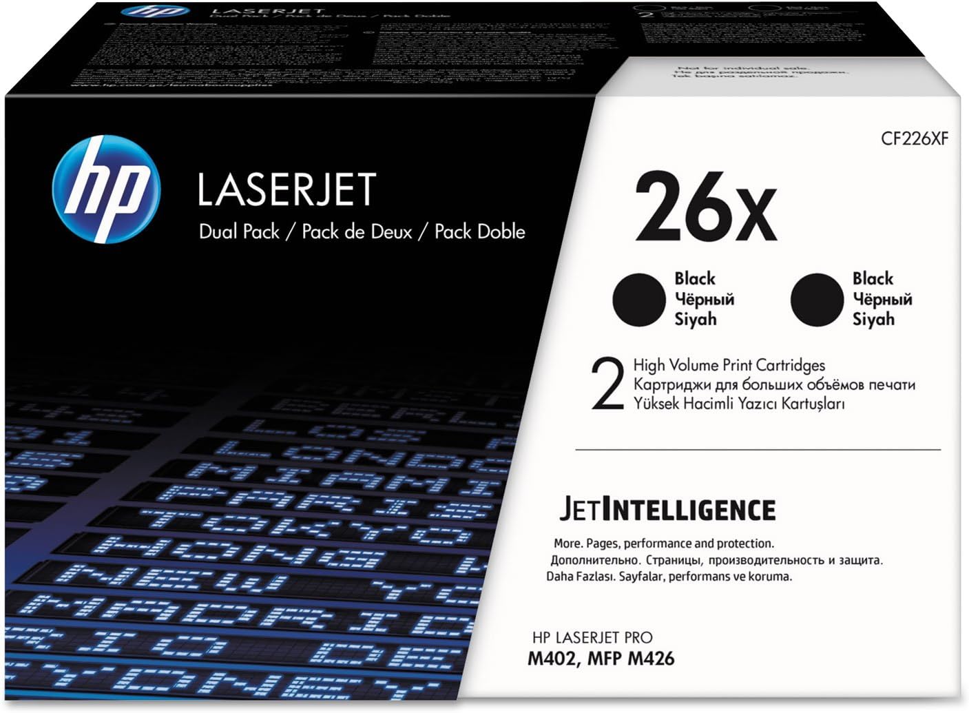 HP 26X CF226XD Pack de 2 Toners Noirs grandes capacités Authentiques ...