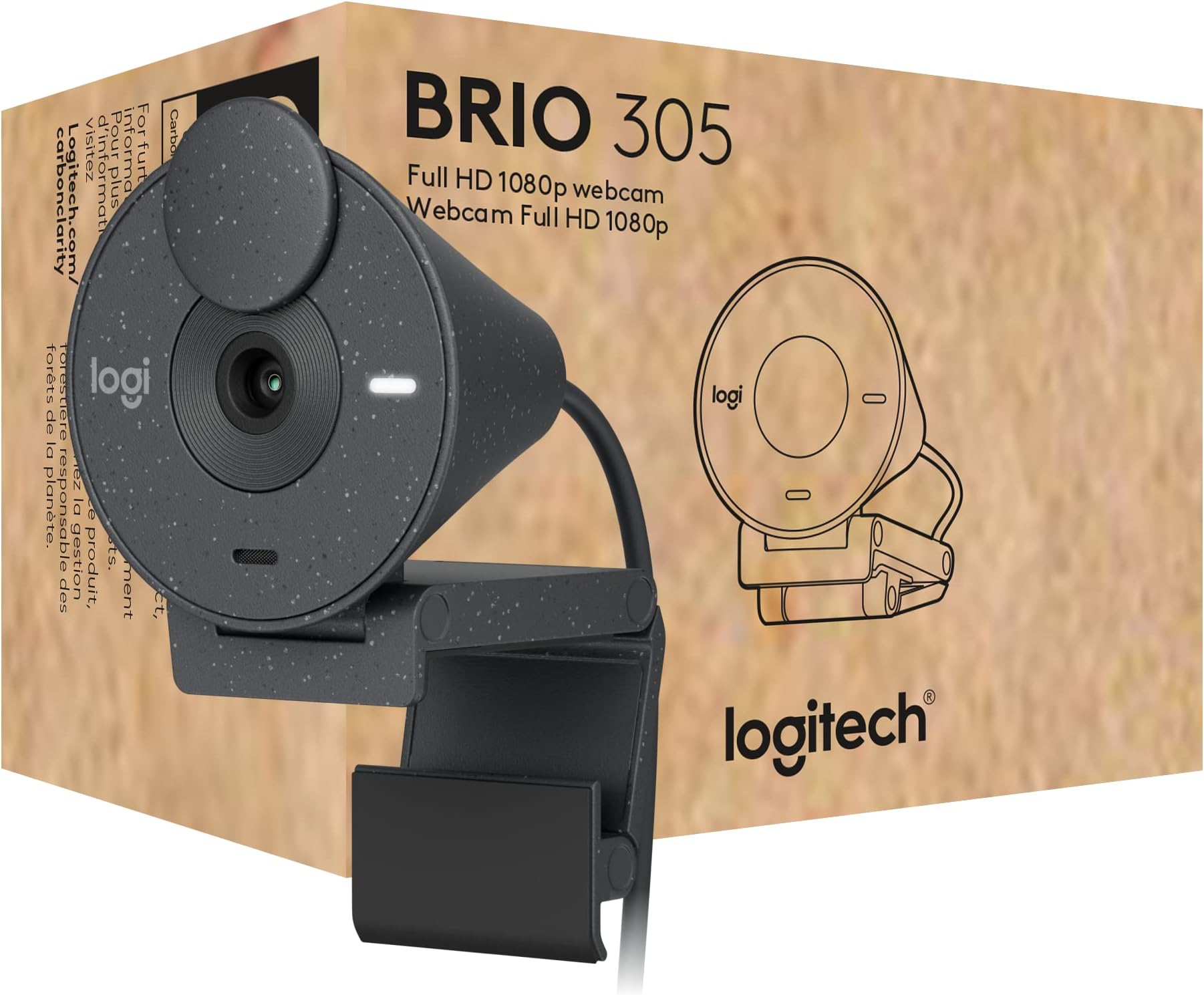 Amazon.com: Logitech Brio 305 Full HD 1080P Webcam with Privacy Shutter ...