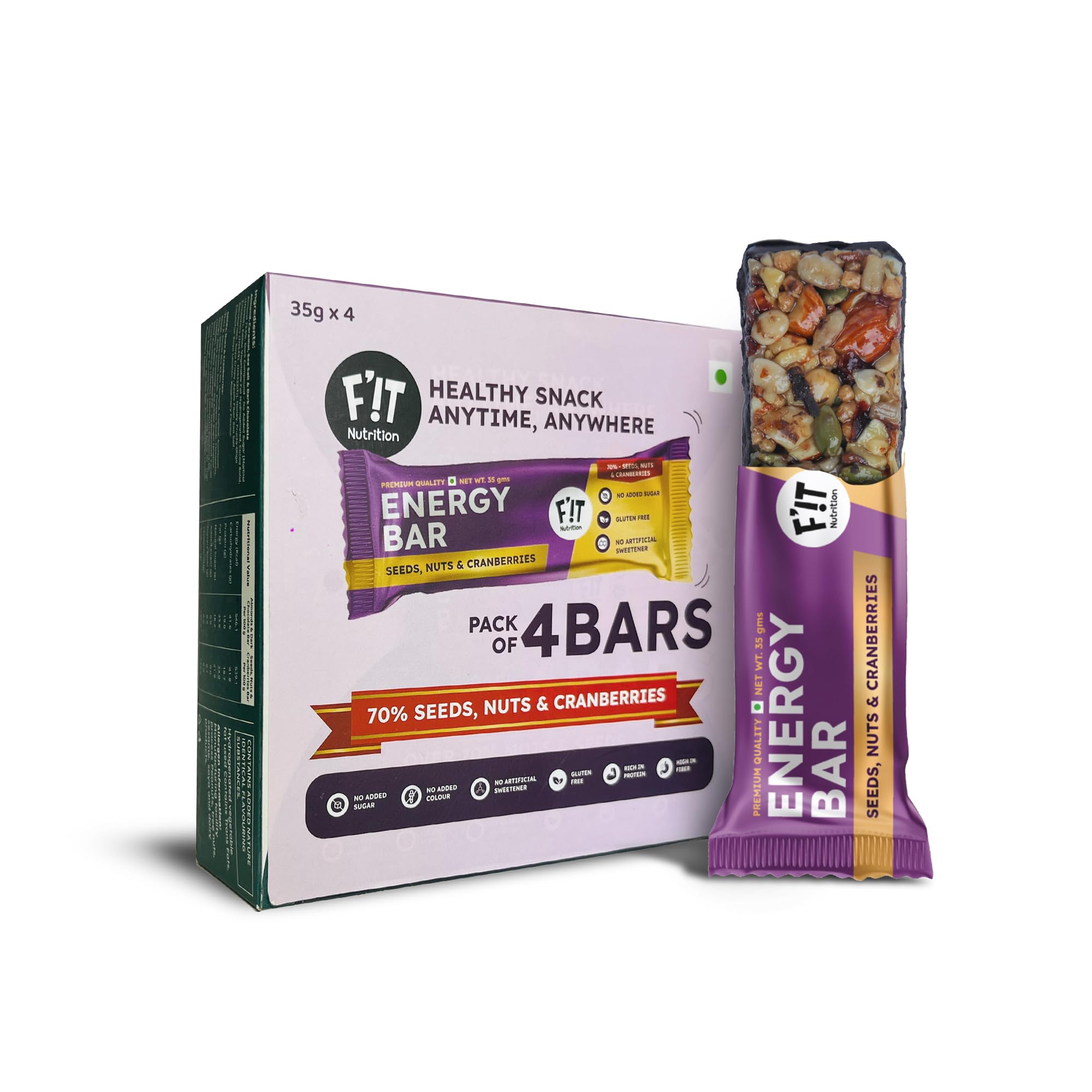 FIT Nutrition | High Protein Energy Bar | 70% Seeds, Nuts & Cranberries ...