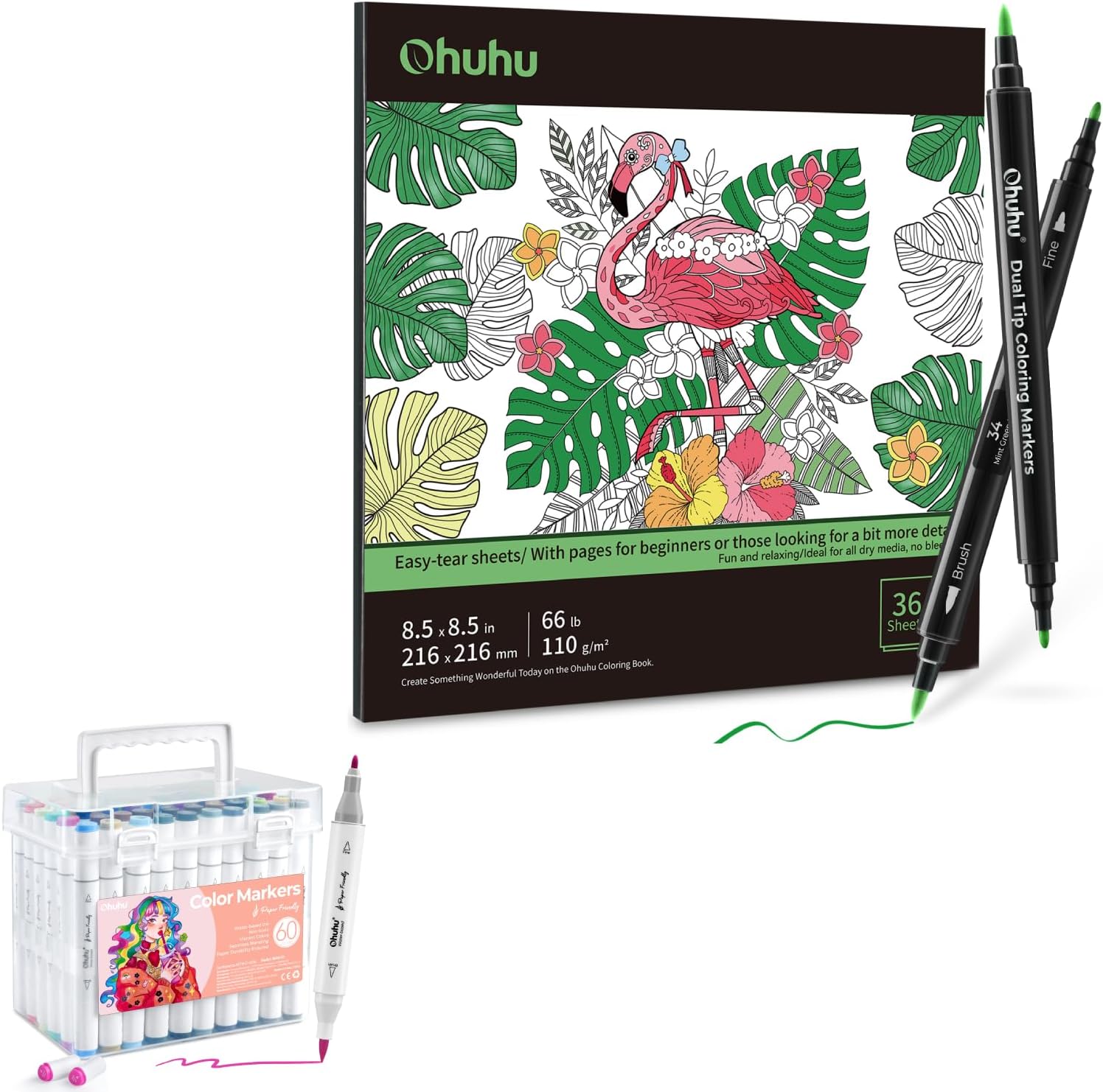 Amazon.com: Ohuhu 36-sheet Coloring Book & Coloring Markers : Arts ...