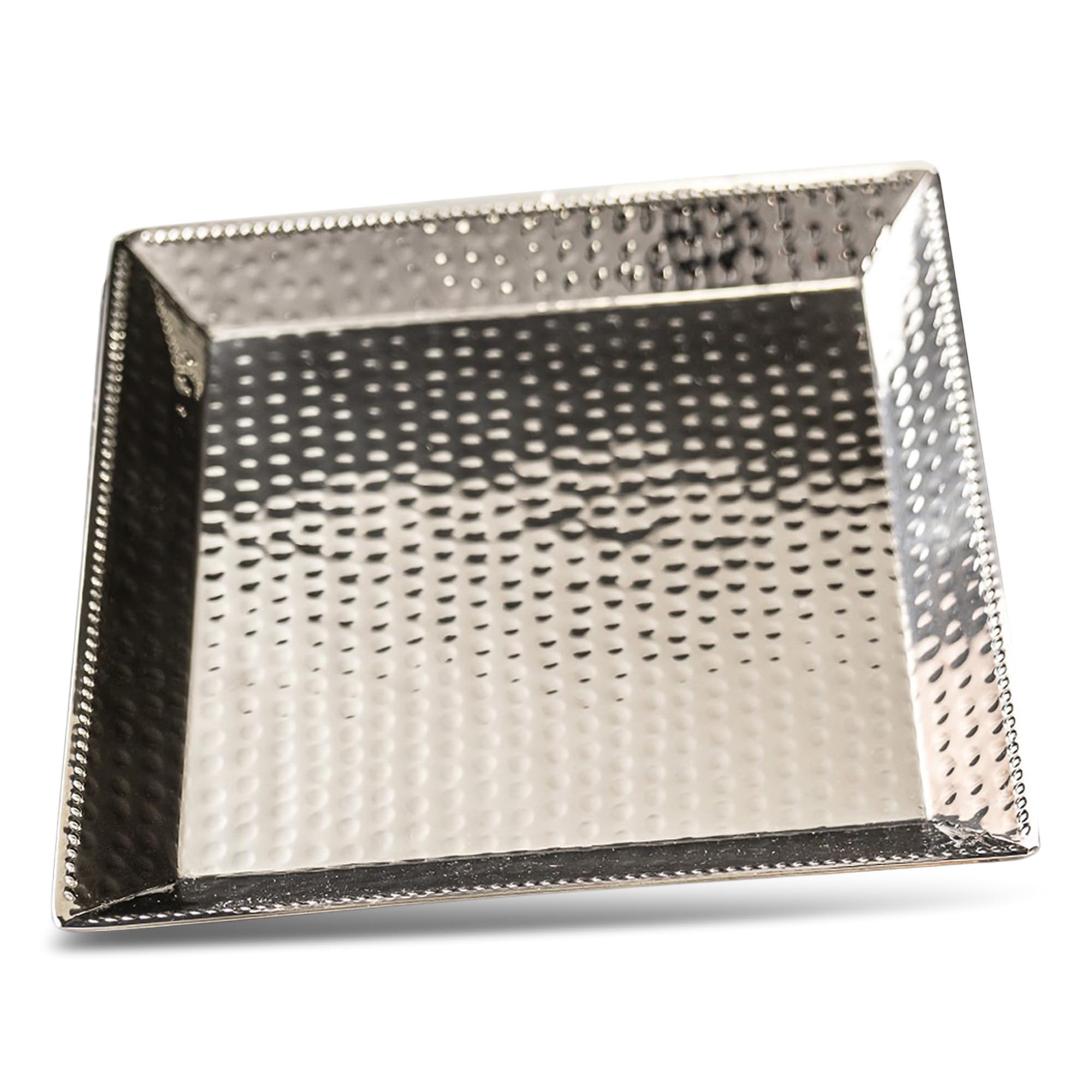 Amazon.com: India Handicrafts 71223 Silver Tone Square Hammered 8 x 8 ...
