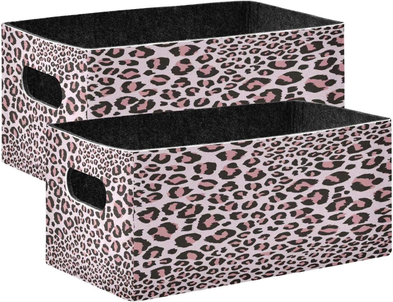 Amazon.com: Kcldeci 2Pcs Storage Baskets For Shelves Pink Leopard ...