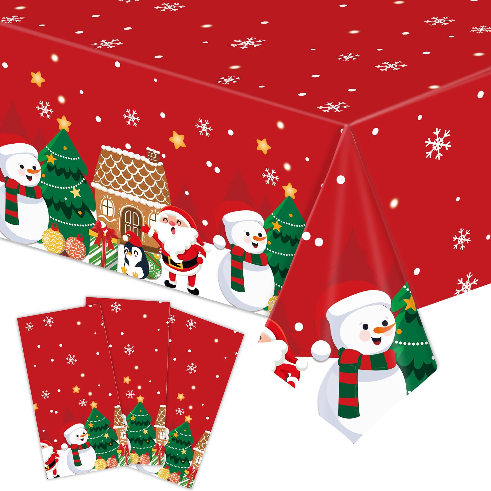 Amazon.com: 3pcs Christmas Tablecloth Disposable, 54" X 108" Christmas ...