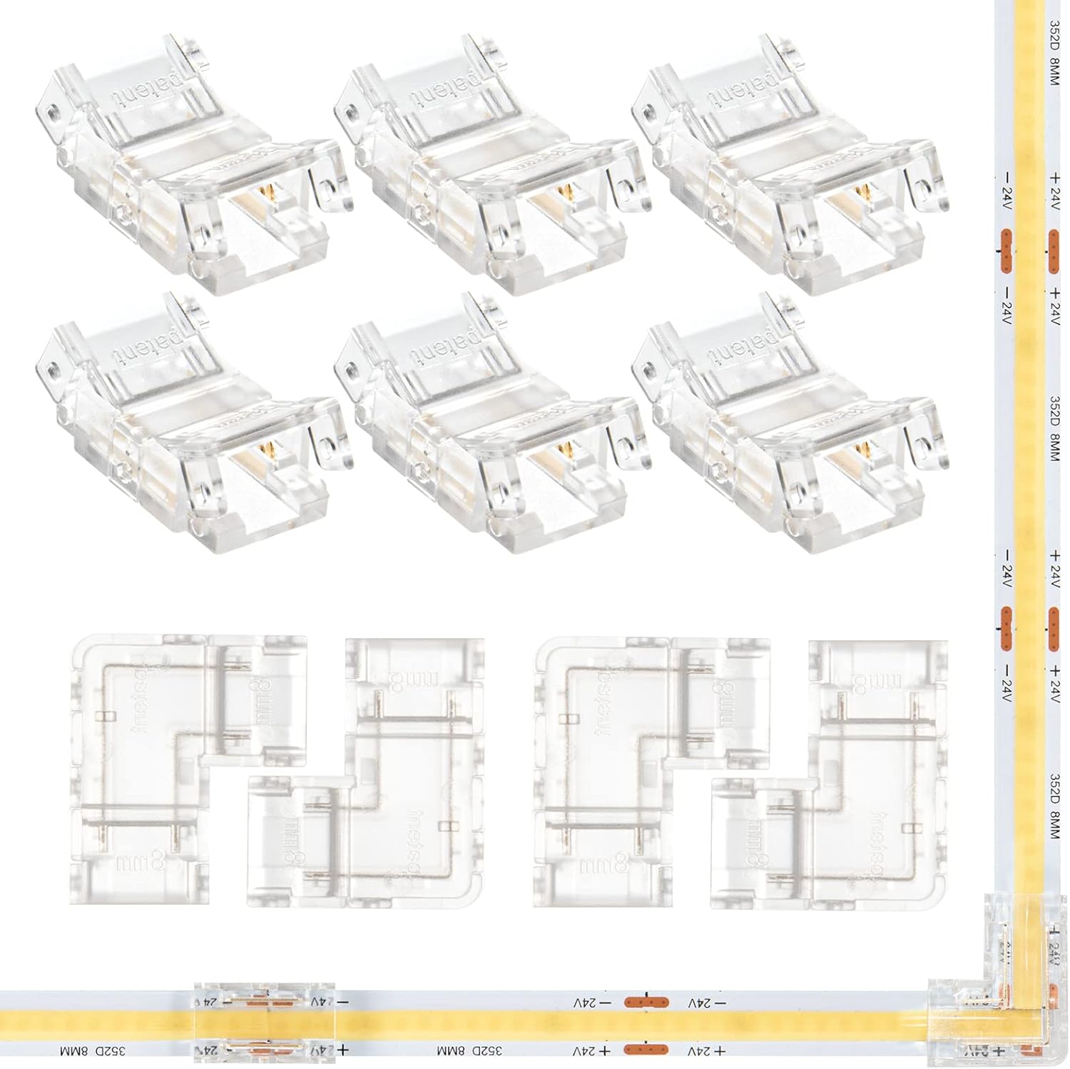 Buy GXILEE 2 Pin 8mm Cob Led Connector Kit,Include Gapless Cob Led ...