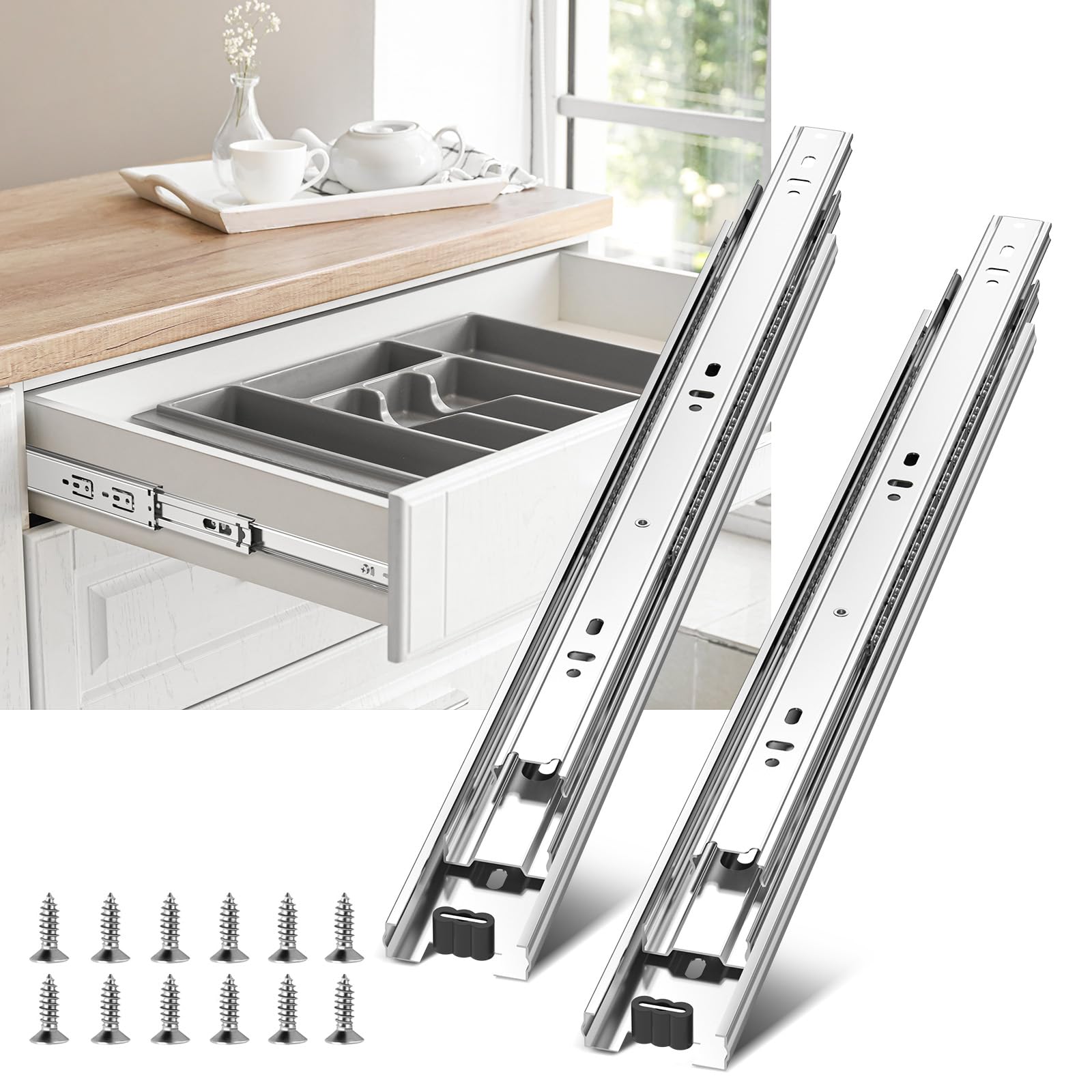 Snapklik.com : 6 Pairs Soft Close Drawer Slides, 18 Inch Heavy Duty ...