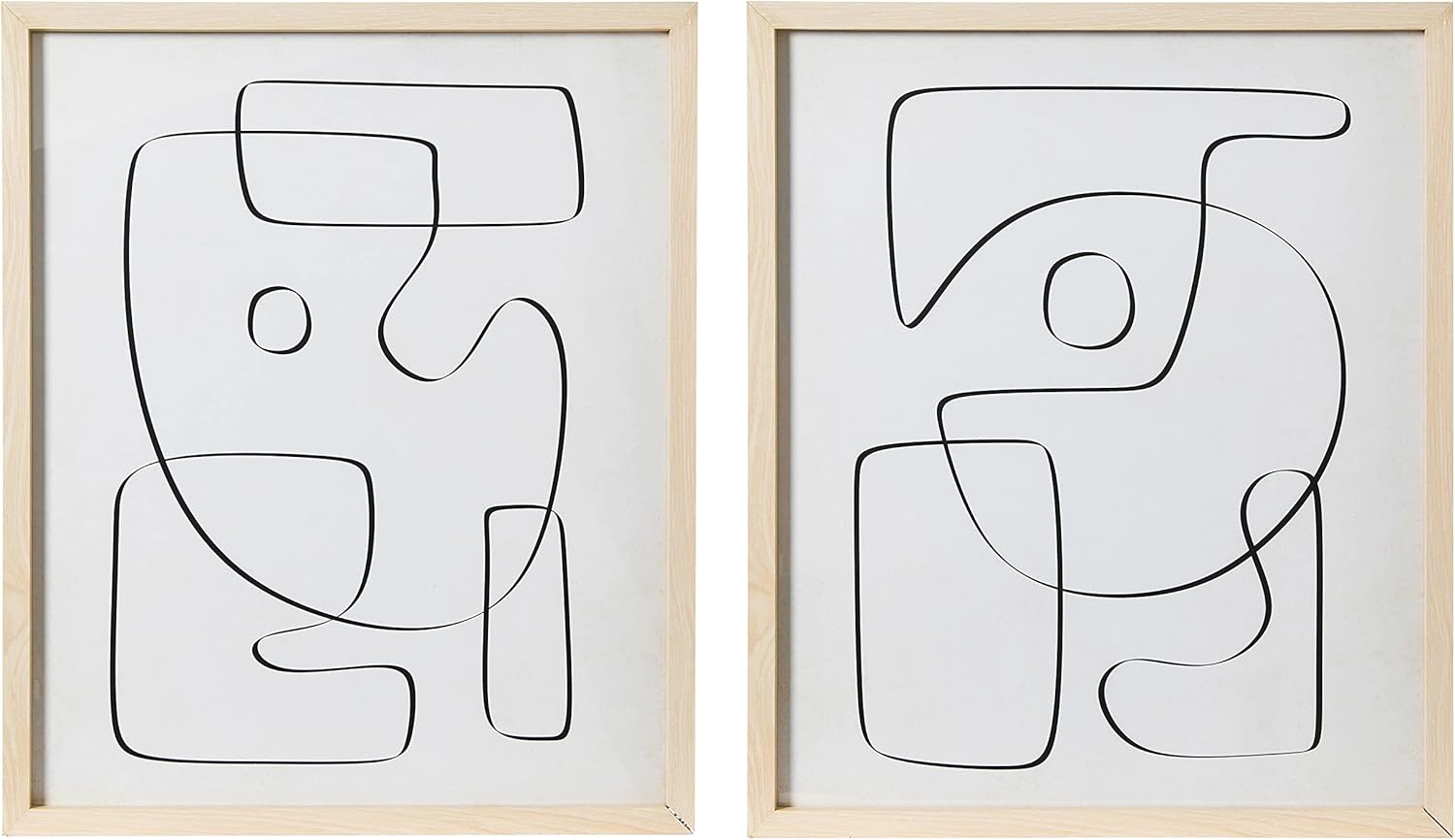 Amazon.com - Creative Co-Op Abstract Line Drawings with Solid Wood ...