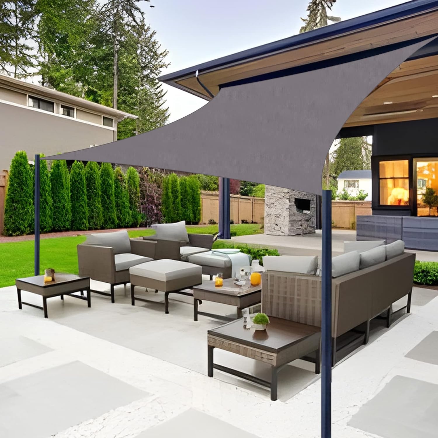 Amazon.com : Cool Area 16' x 20' Dark Grey Rectangle Sun Shade Sail ...