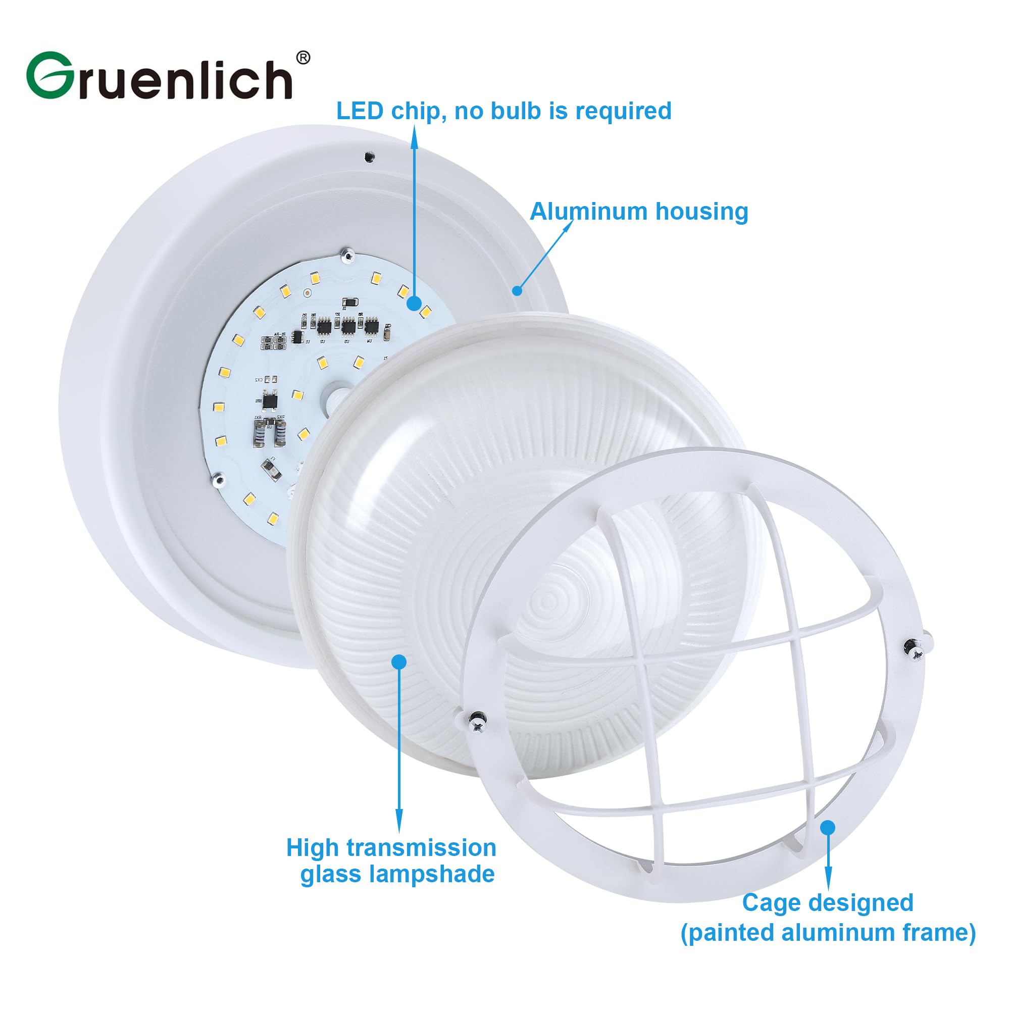 Snapklik.com : 8 Round LED Bulkhead Light, Outdoor Wall Lights Dimmable ...