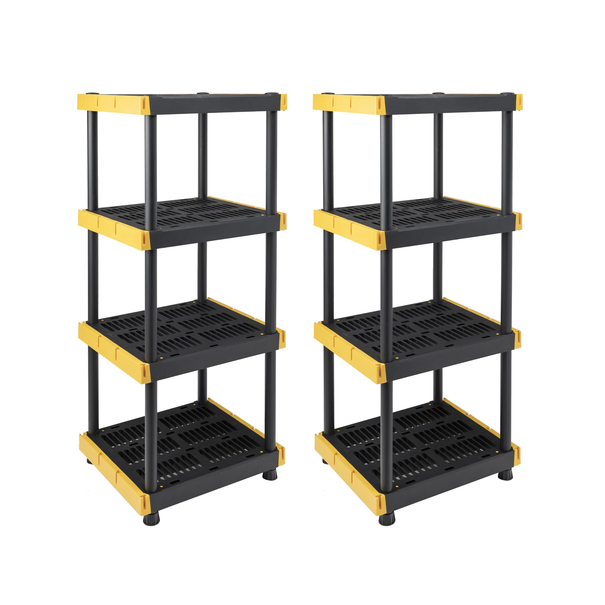 Amazon.com: BLACK & YELLOW® 4-Tier Heavy Duty Plastic Storage Shelving ...