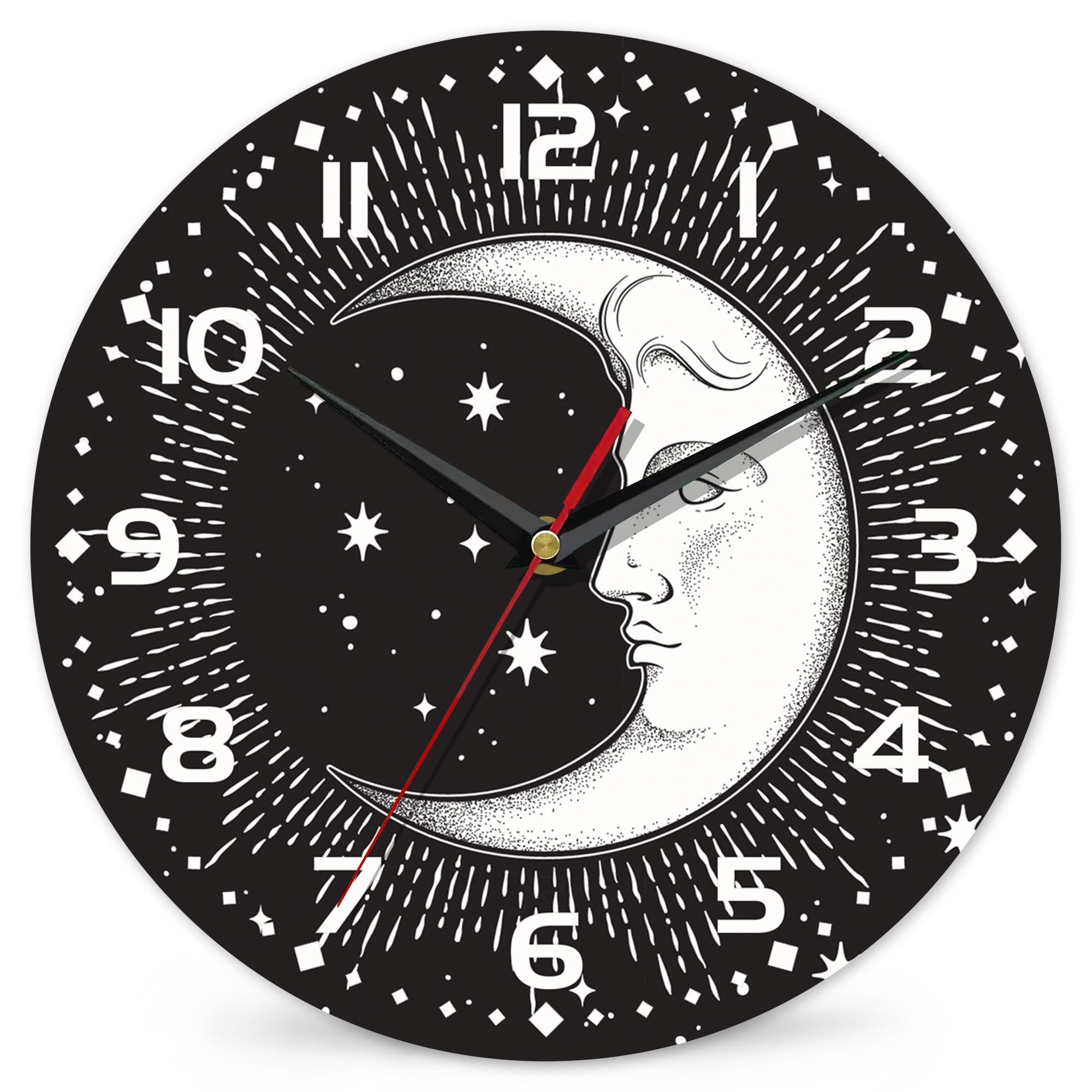 Amazon.com: DEMACYA Clock for Living Room, Boho Crescent Moon and Stars ...