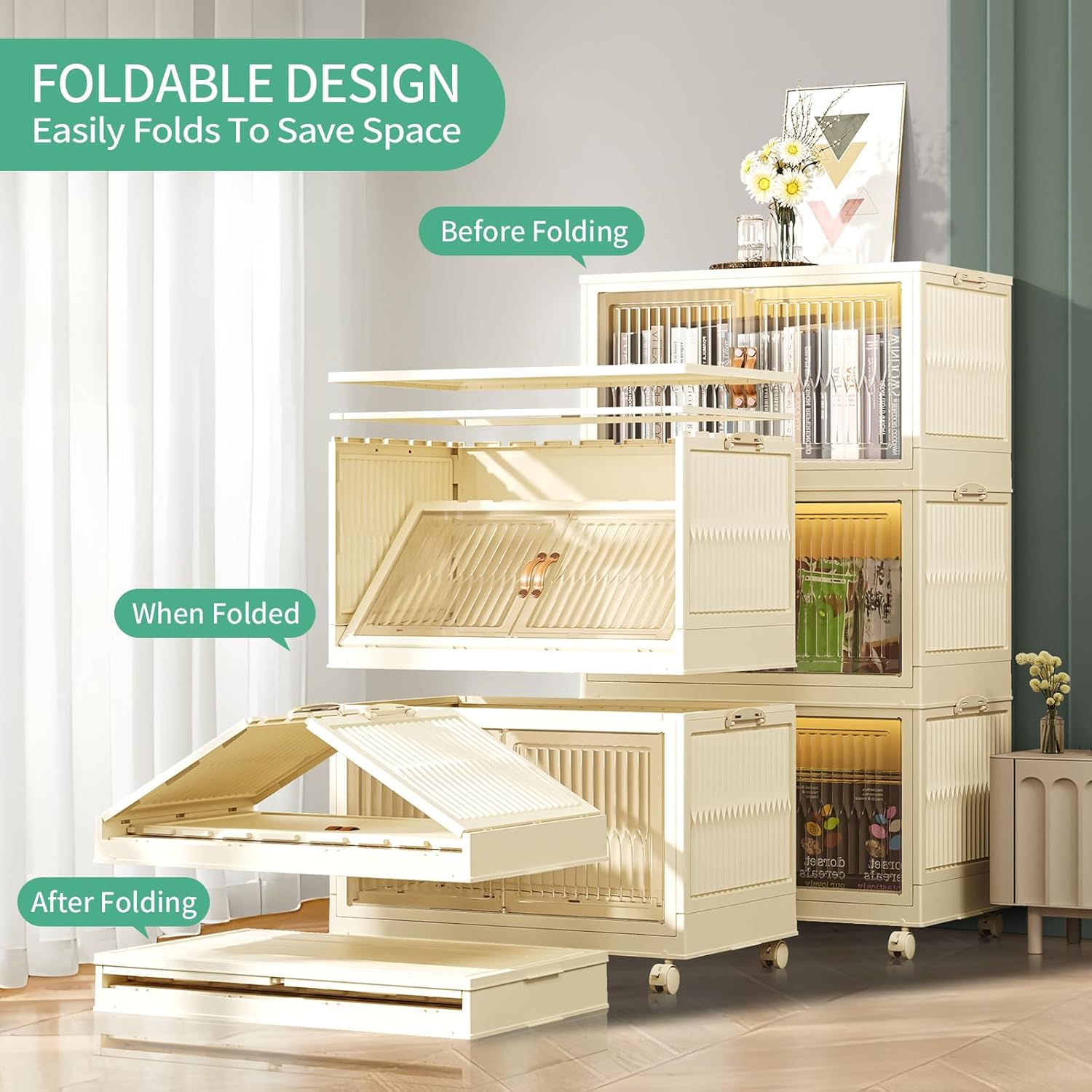 Roweida Contenedores de almacenamiento apilables con tapas ...