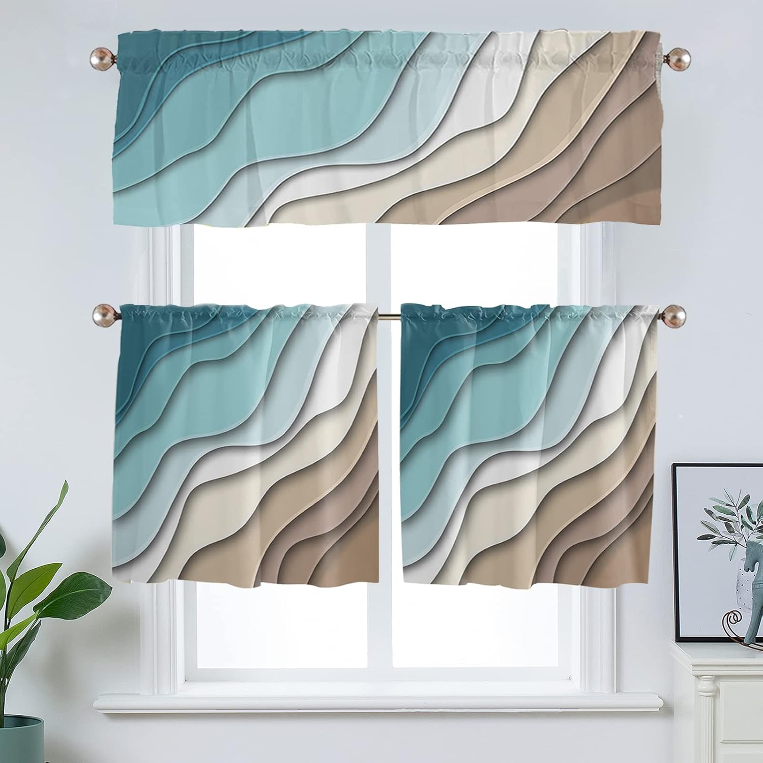 Amazon.com: Menoeceus Kitchen Valances, Geometric Curtain Valance Rod ...