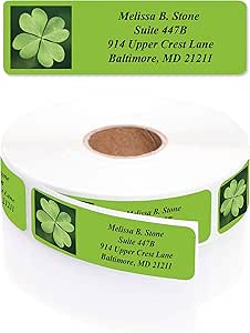 Amazon.com : Lots of Irish Luck Shamrock Rolled Return Address Labels ...