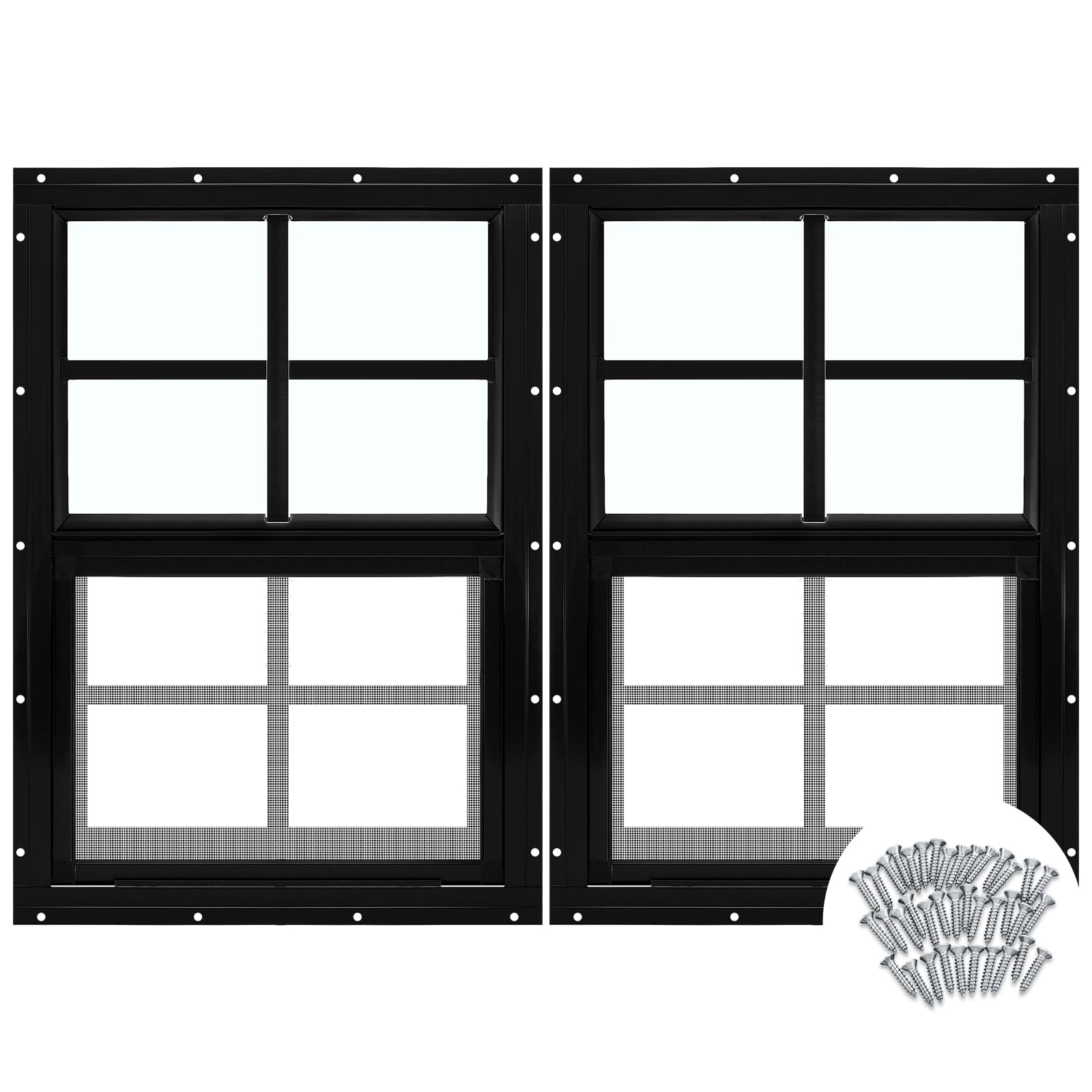 Buy 2 Pcs 12'' x 18'' Flush Shed Window with Tempered Glass and Screen ...