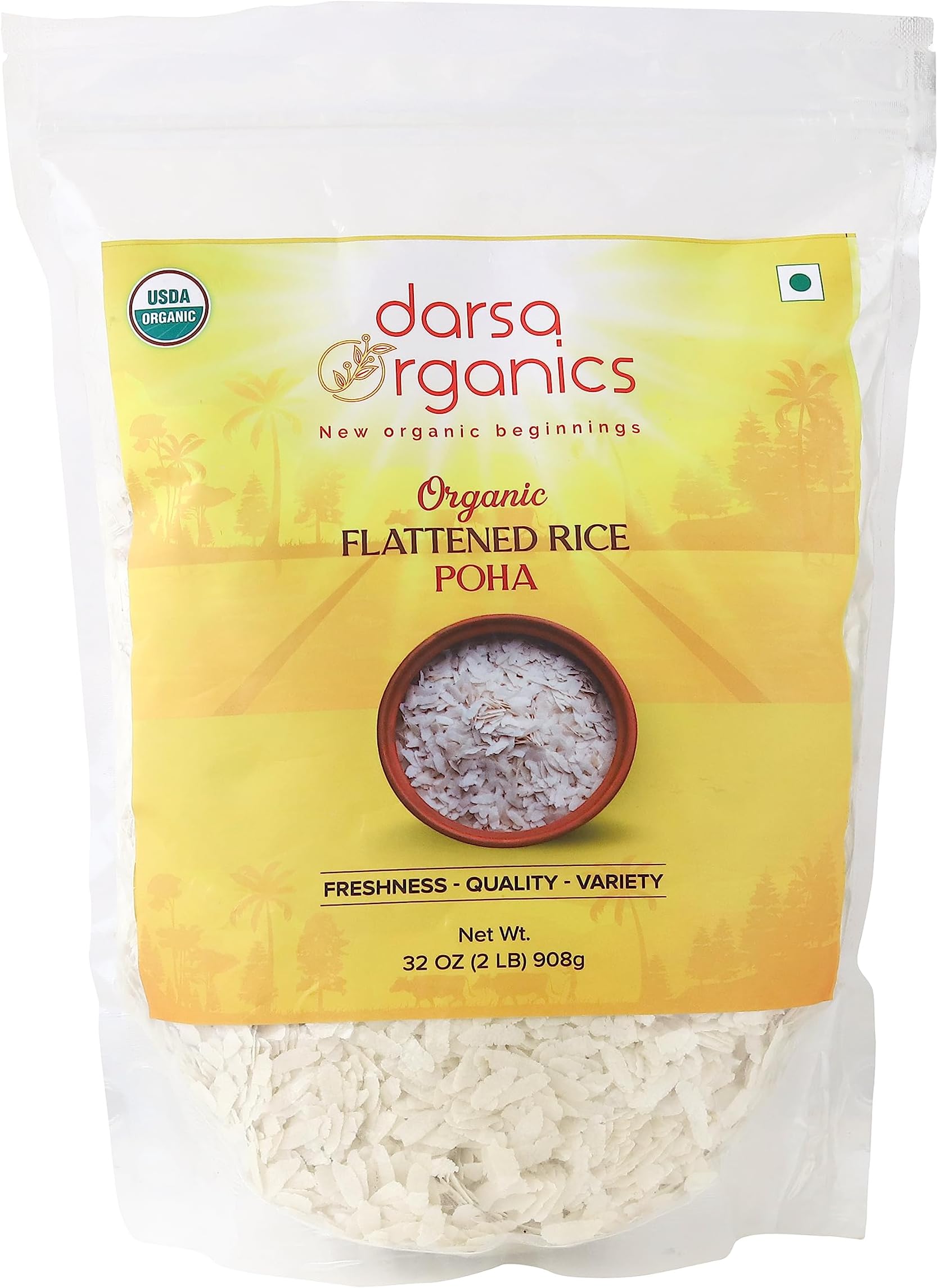 Amazon.com : TAJ Premium Indian Poha Thick Powa Flattened Rice, 2 ...