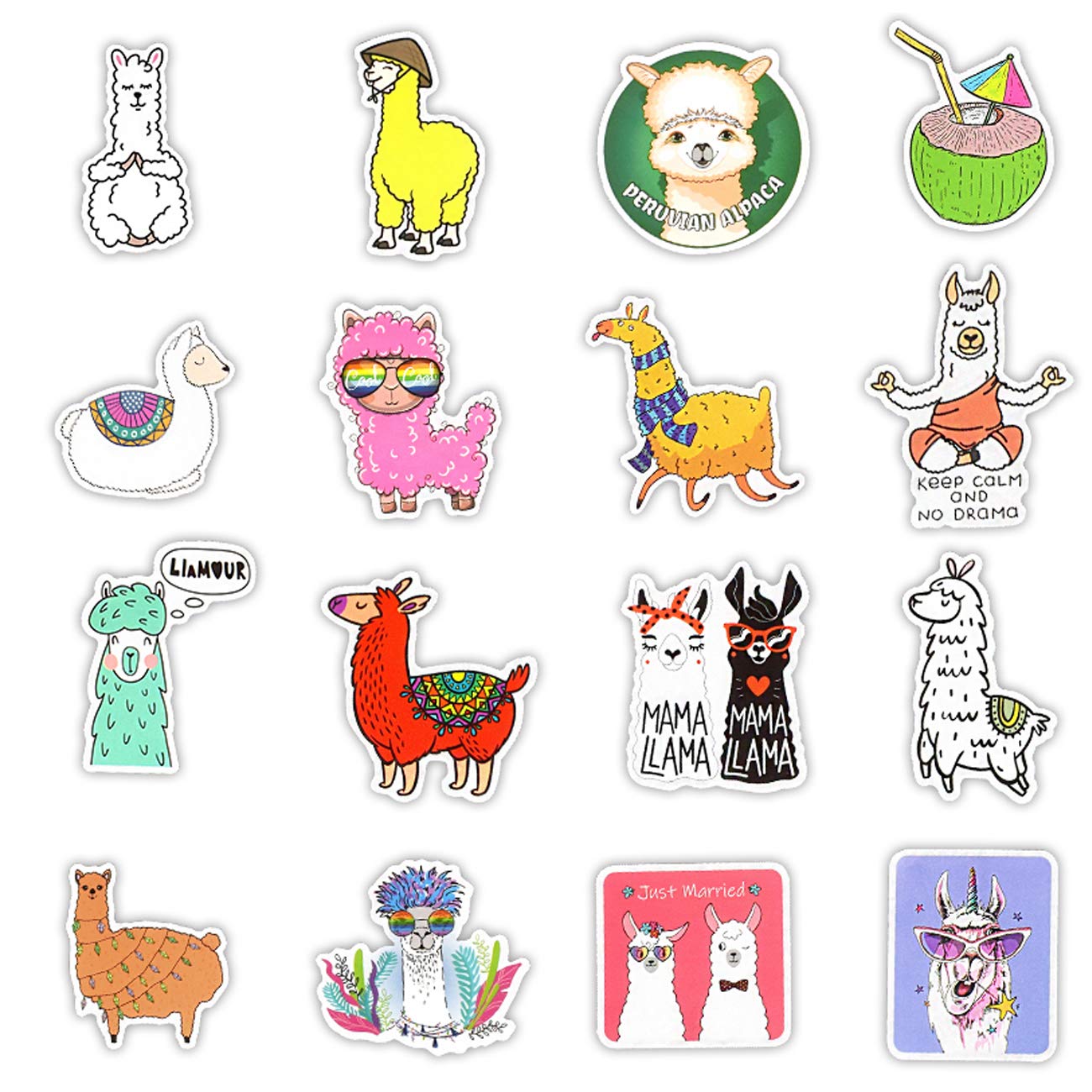 100pcs Funny Llama Llama Stickers Vinyl Waterproof Alpaca Skate ...
