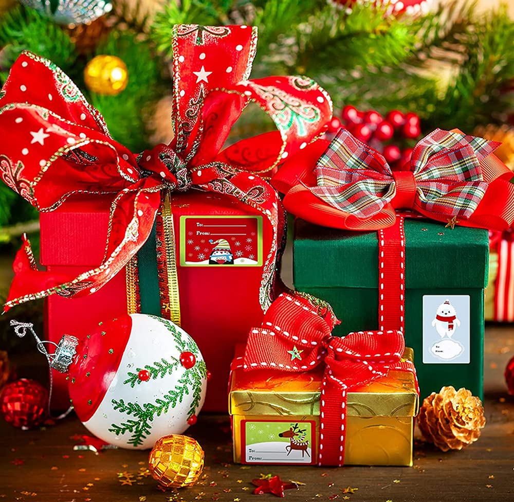 Christmas Gift Tags 250 PCS Christmas Gift Tag Stickers - 6 Festive ...