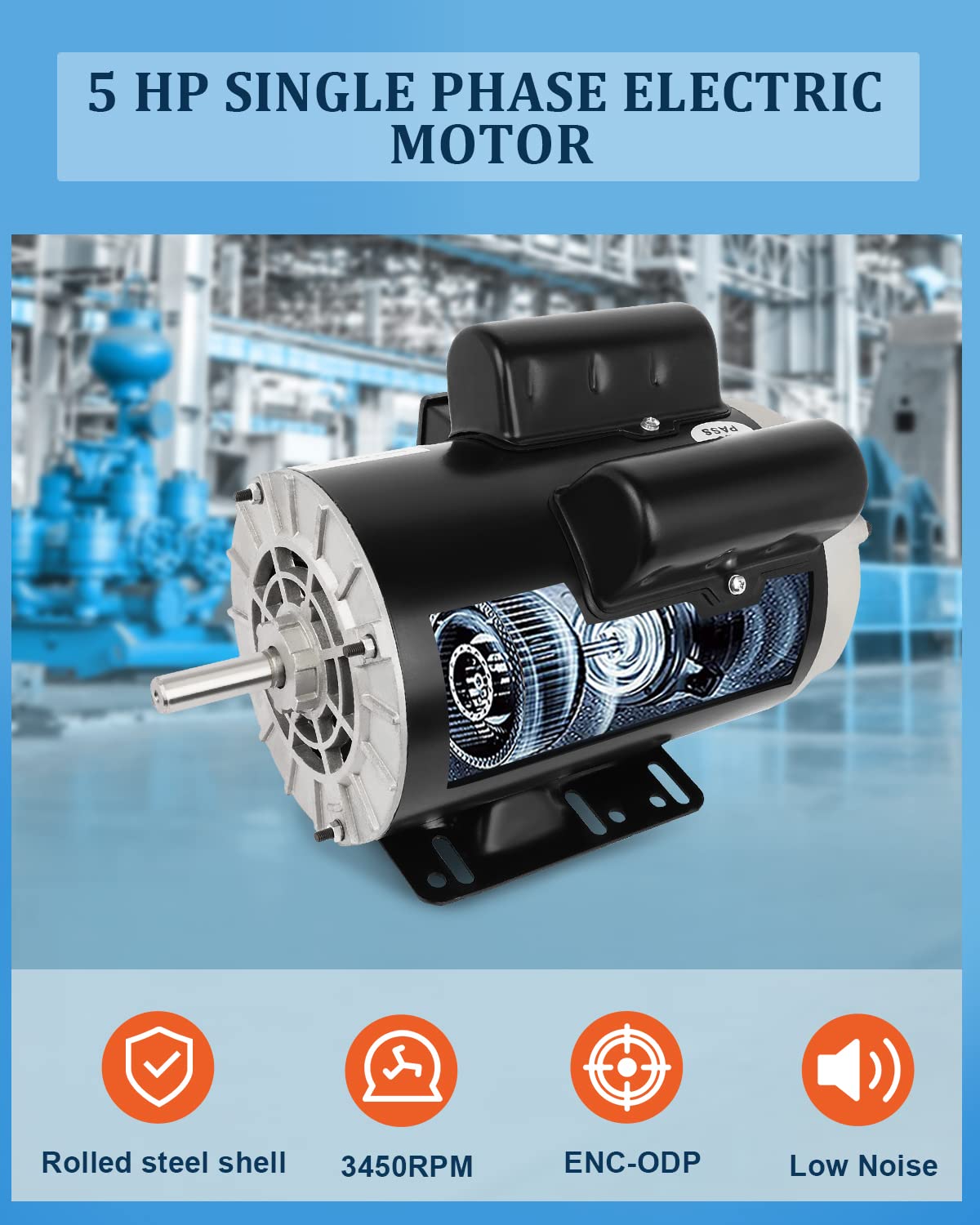 Snapklik.com : 5HP Electric Motor 3450 RPM, Air Compressor Single Phase ...