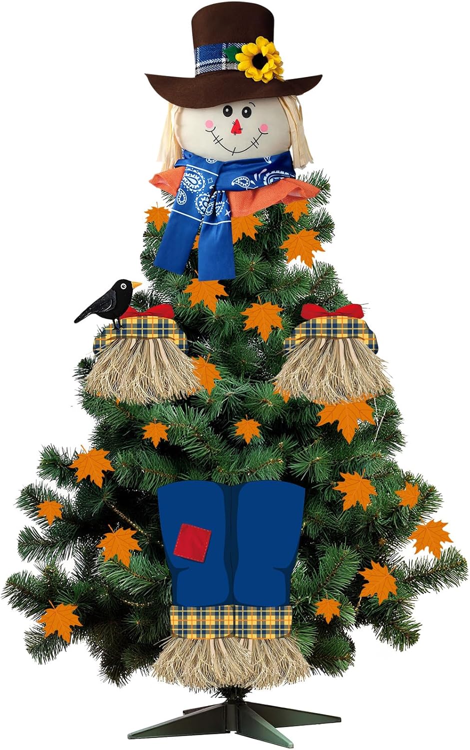 Amazon.com: Cinnvoice Fall Scarecrow Christmas Tree Topper Fall ...