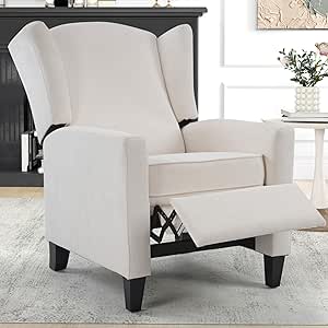 IOMOR Wingback Pushback Recliner Chair Fabric Lounge Armchair Push Back ...