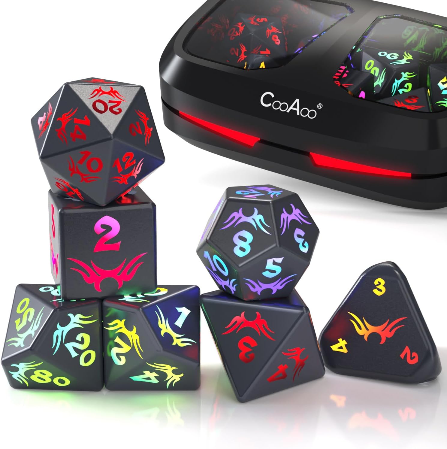 Amazon.com: CooAoo Light Up DND Dice Set, Wireless Rechargeable Glowing ...