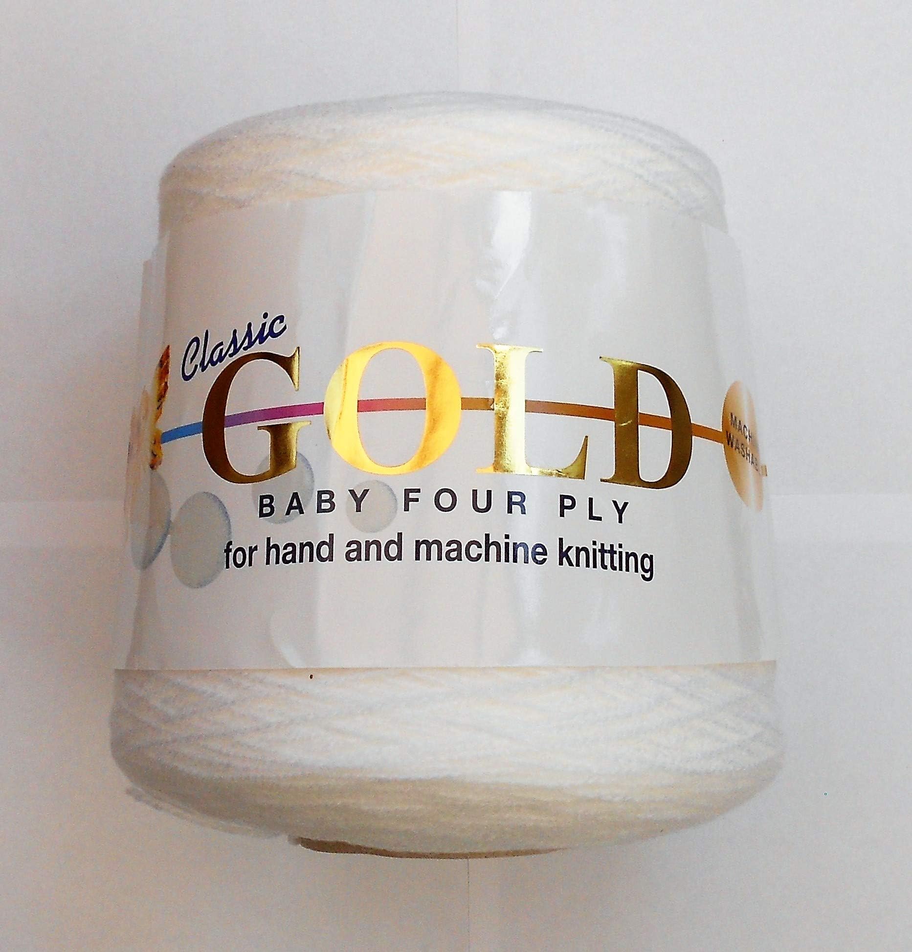 Woolcraft Classic Gold Baby 4ply Cone 400g (White 010) : Amazon.co.uk ...