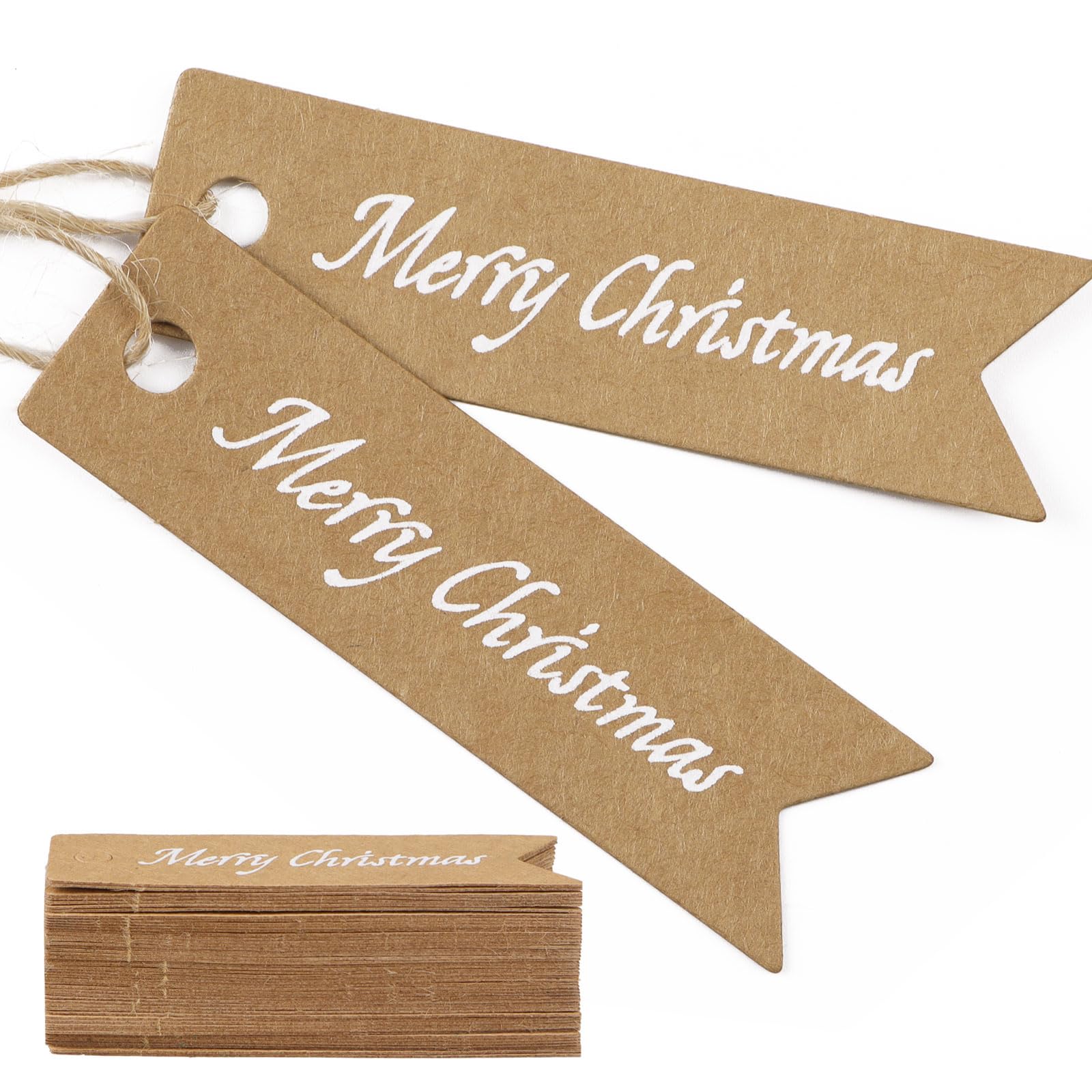 50pcs Merry Christmas Brown Gift Tags Kraft Paper Christmas Tags for ...