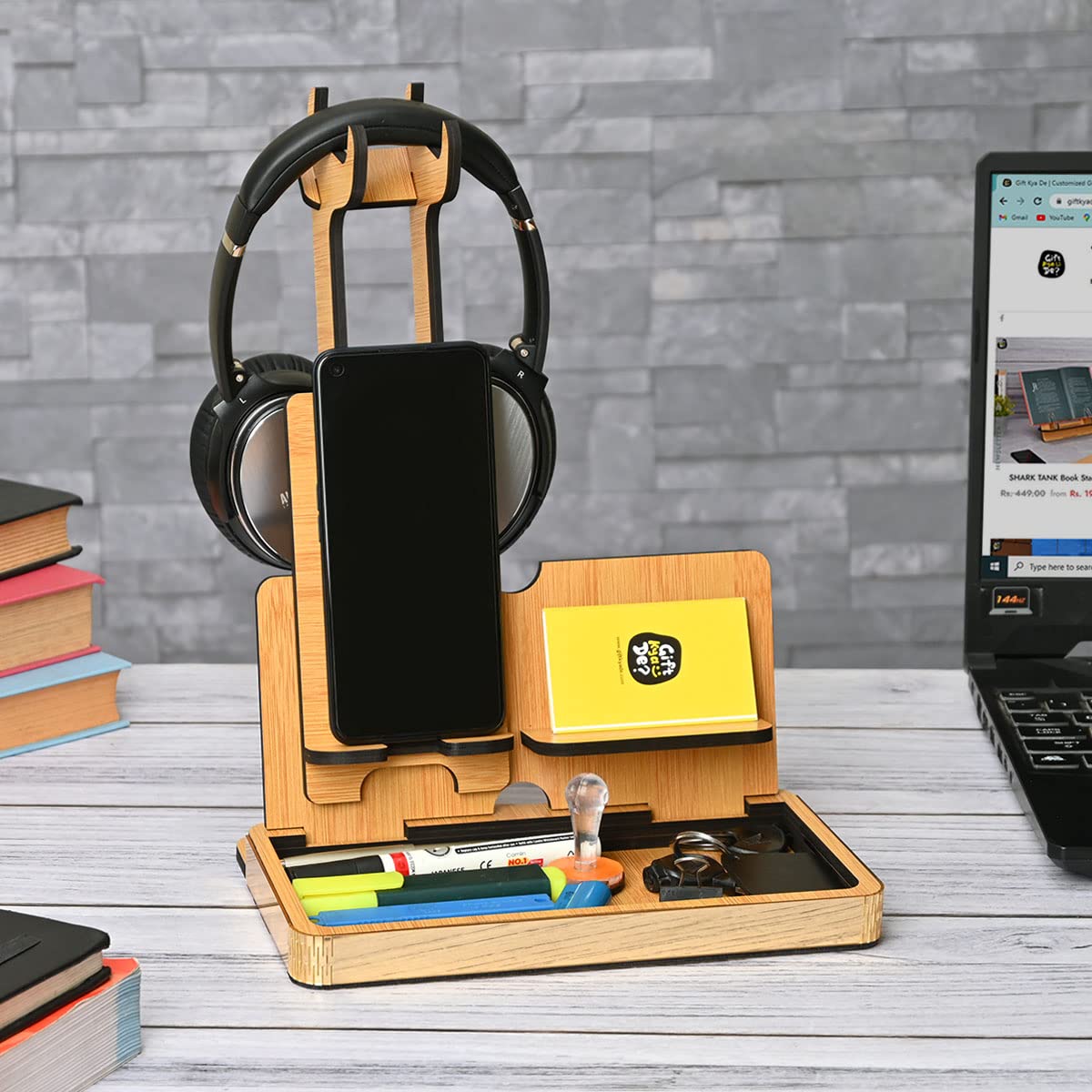 Gift Kya De GKD Headphone Stand for Desk Wooden Headphone Holder for ...