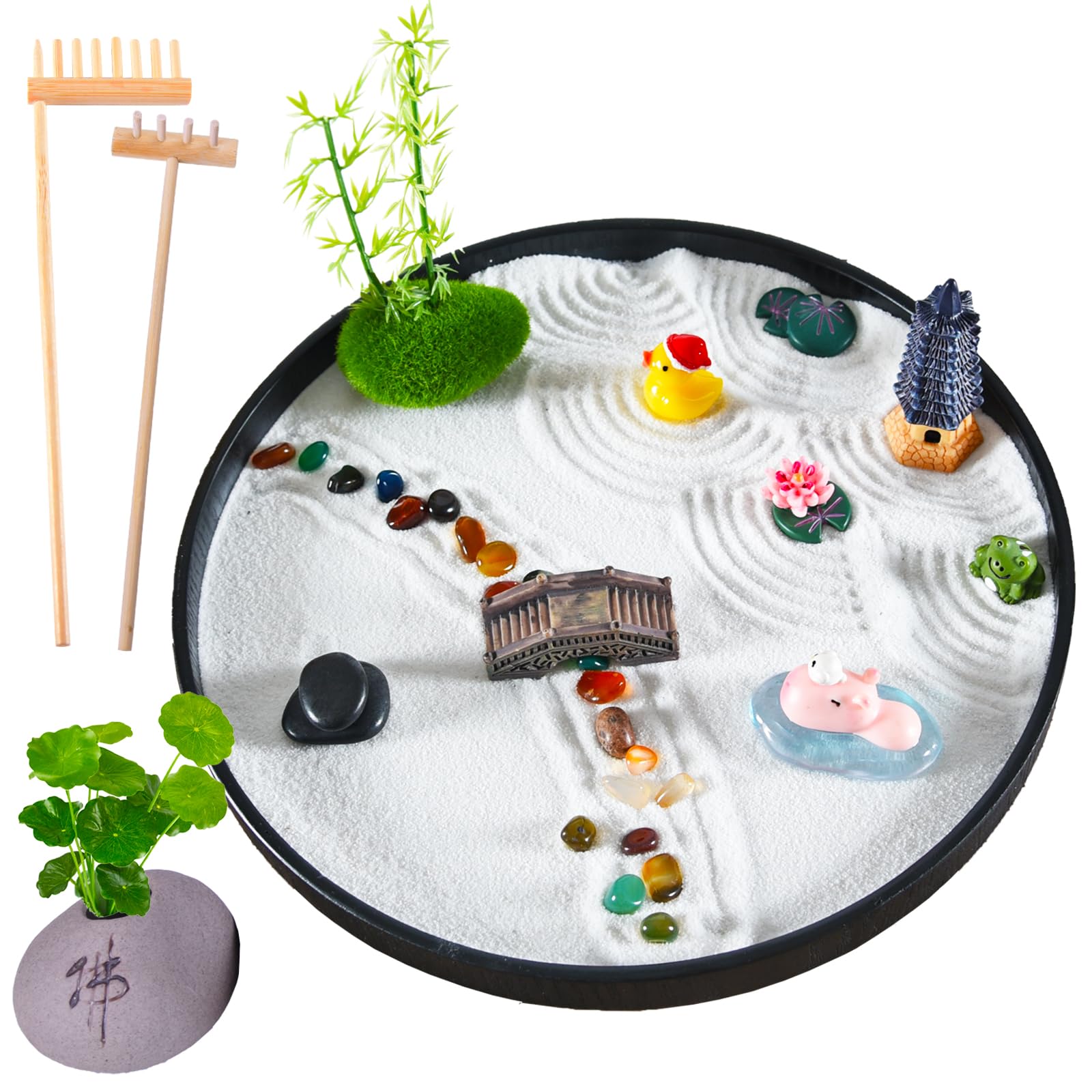 Amazon.com: amberr Zen Garden for Desk - Premium Japanese Mini Sandbox ...