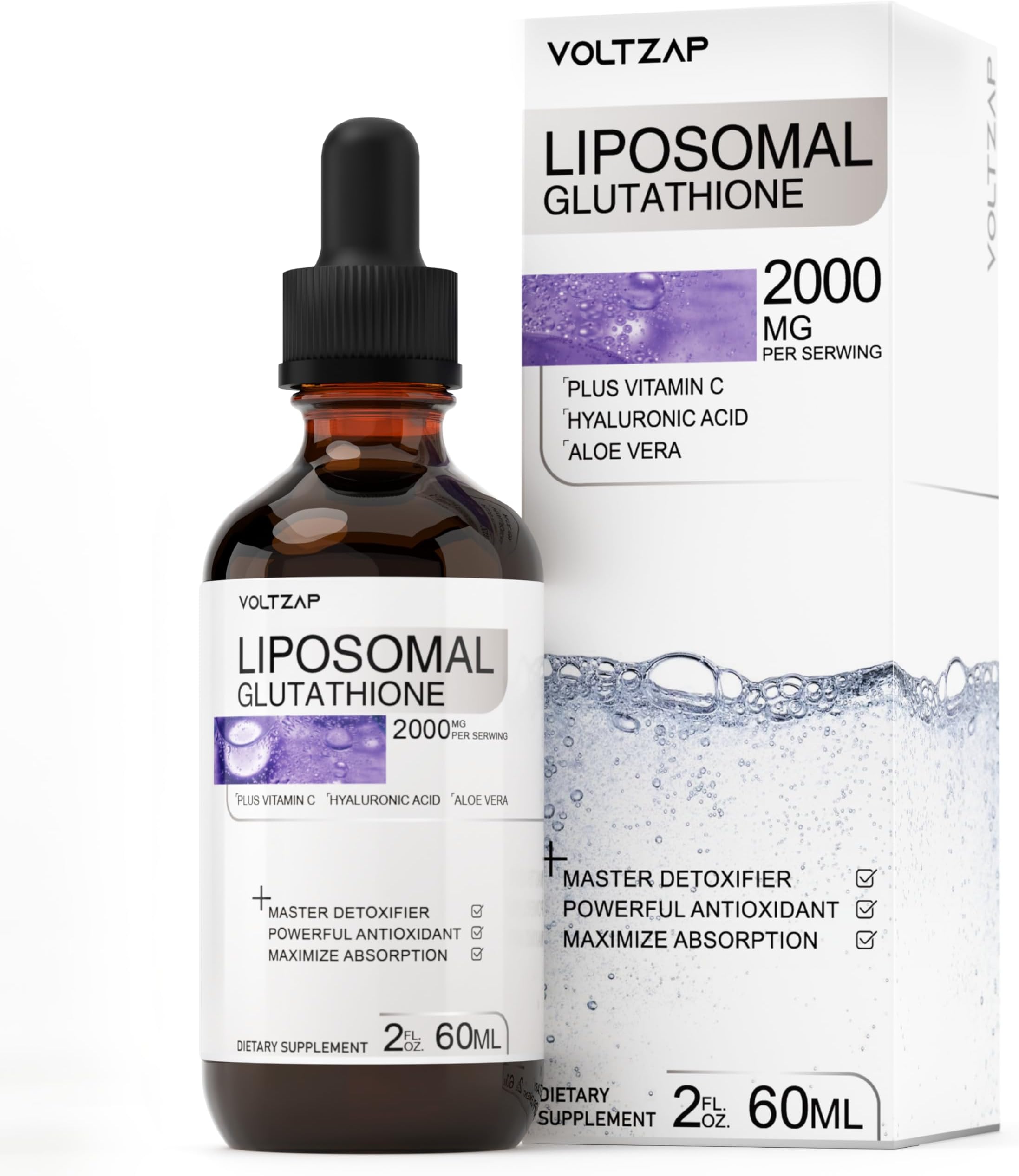 Amazon.com: VOLTZAP Liposomal Glutathione Liquid Drops: 2000 MG ...