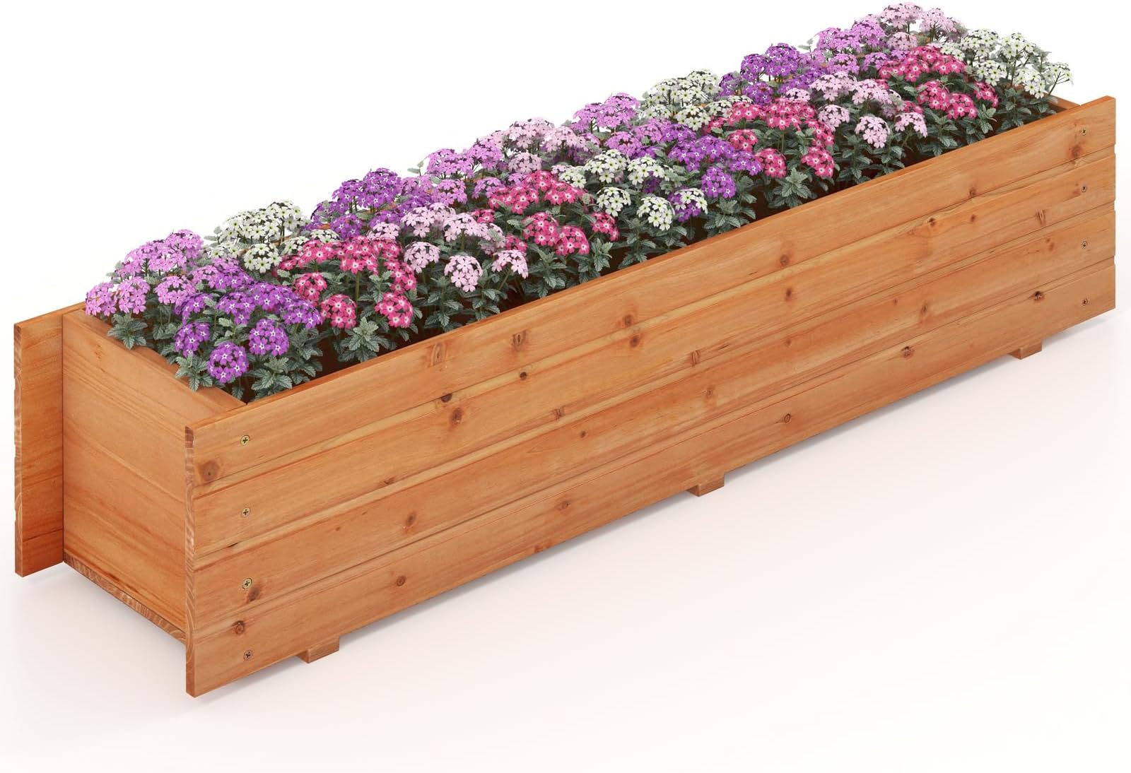 COSTWAY Wooden Garden Planter, Rectangular Trough Box Flower Pot with ...