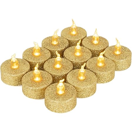 Amazon.com: Metallic Shimmer Gold Tealight Candles, Set of 12 Tea ...