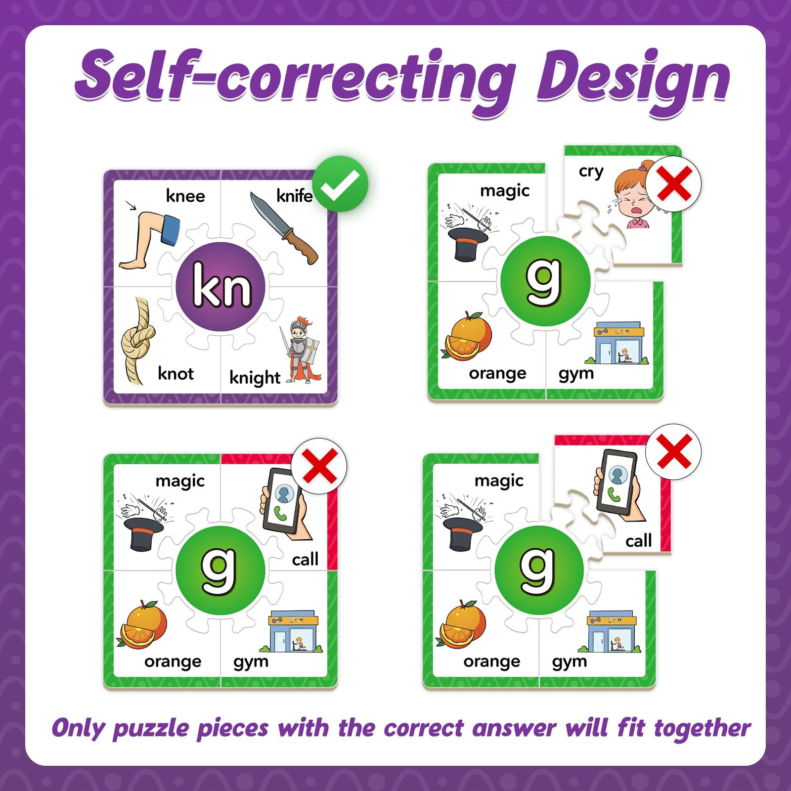 Snapklik.com : Phonics Puzzle, Rhyming Games Phonics Games Flash Cards For Kids Toddler, Learn ...