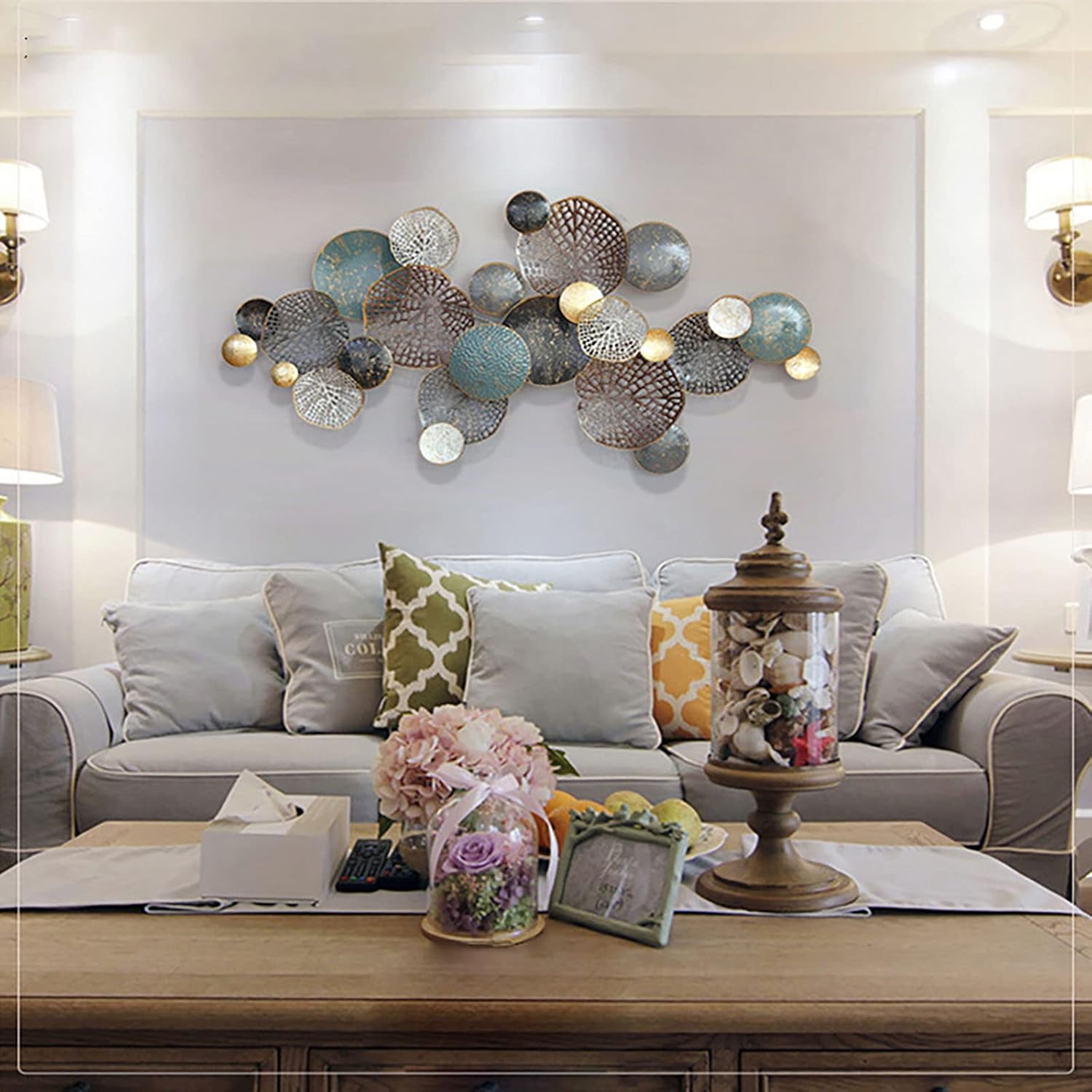 Amazon.com: GODNOEI 3D Metal Wall Lotus Art Decor Luxury Metal Wall ...