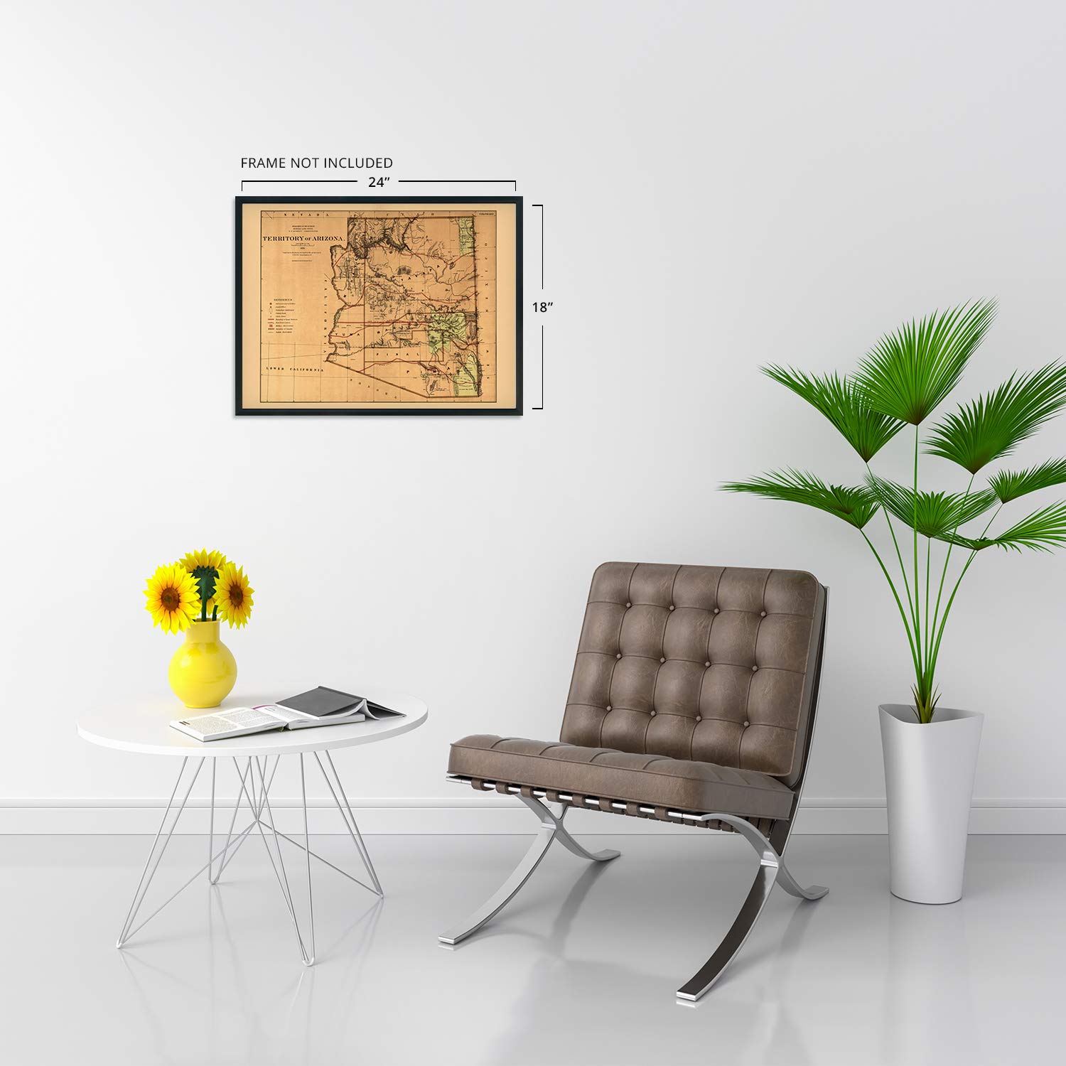 Snapklik.com : Vintage 1876 Arizona Territory Map - 18x24 Inch Vintage ...