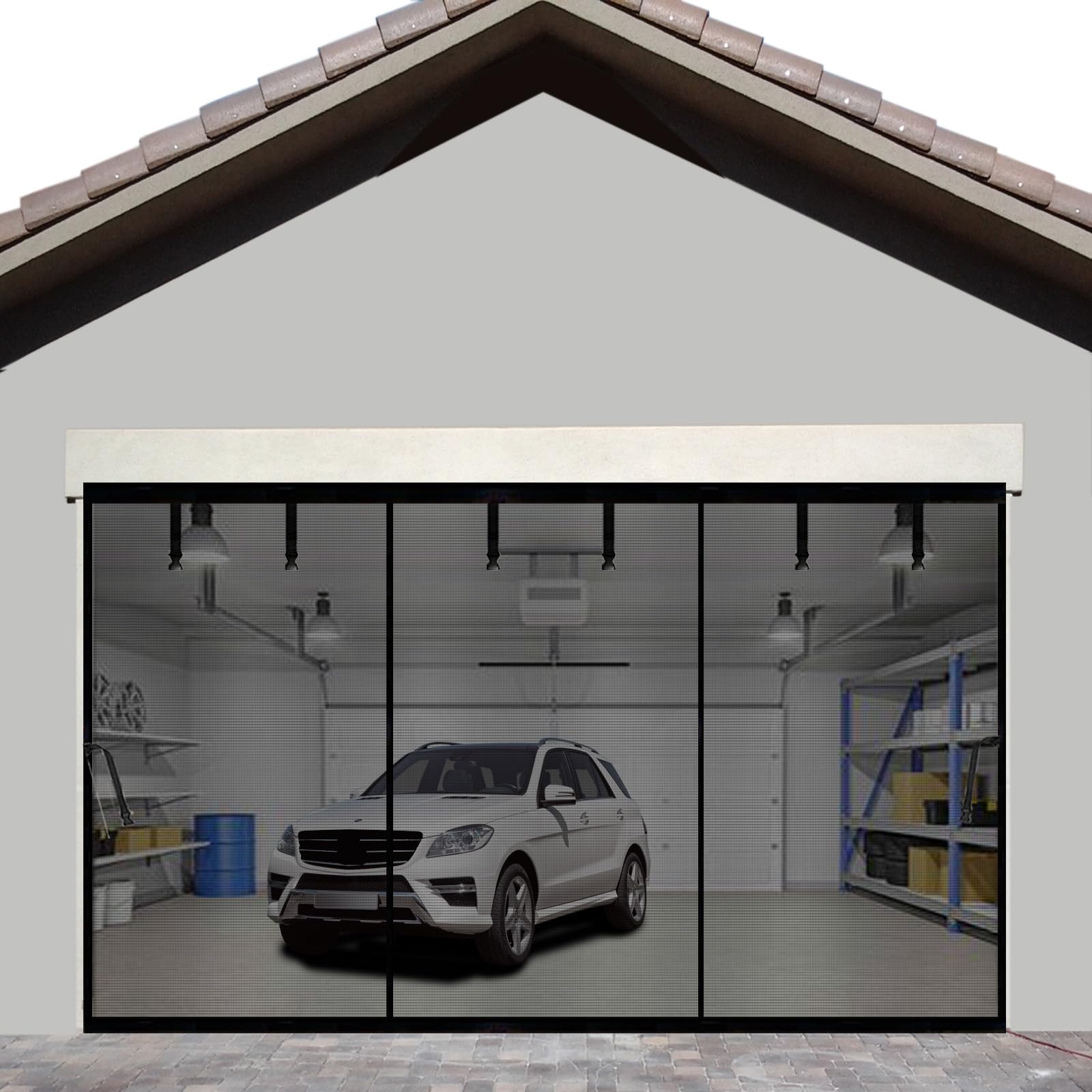 Magnetic Garage Door Screen 18x9ft for 2 Car Garage Retractable 2024 ...