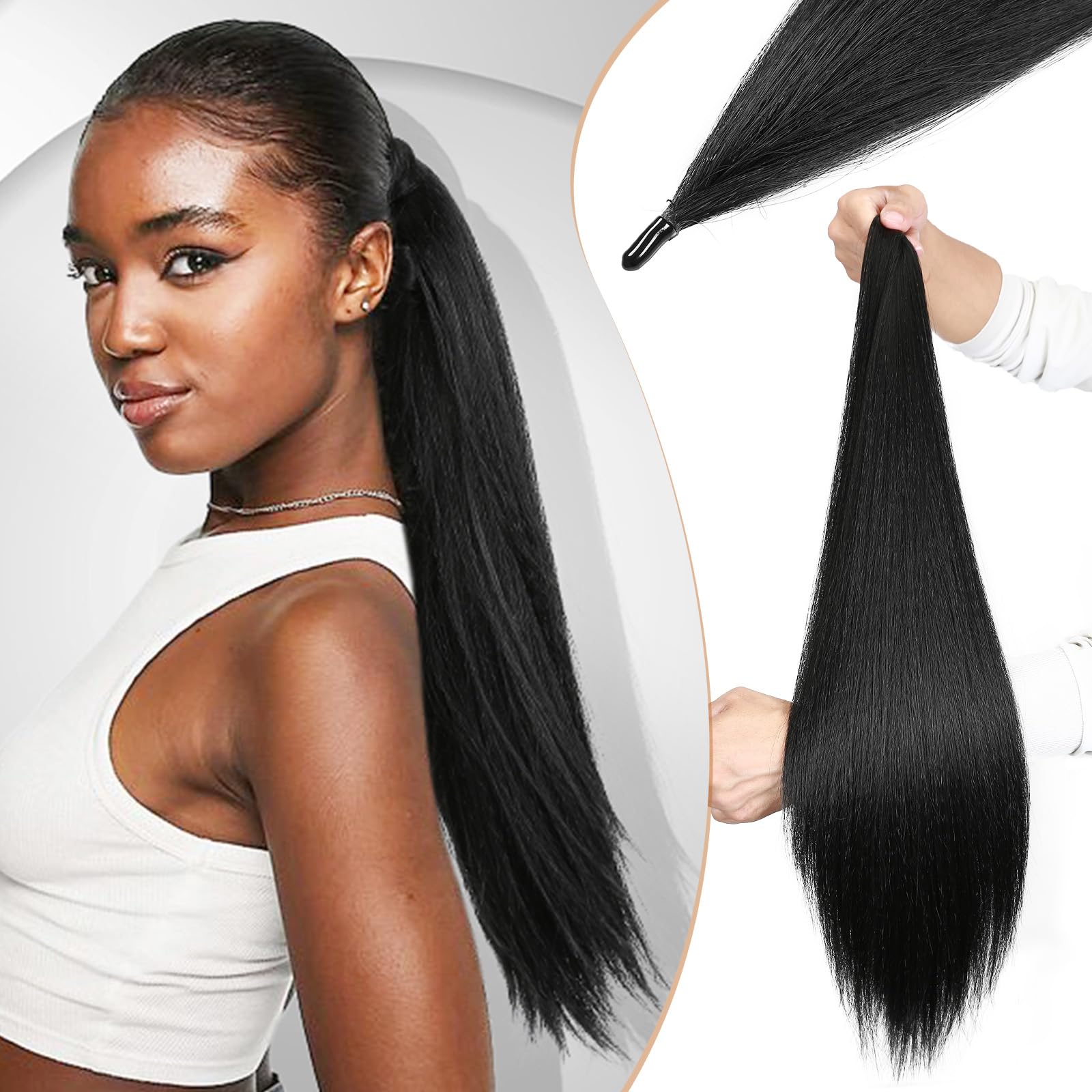 Amazon.com : WIGNEE Flexible Wrap Around Ponytail Extension Instant ...