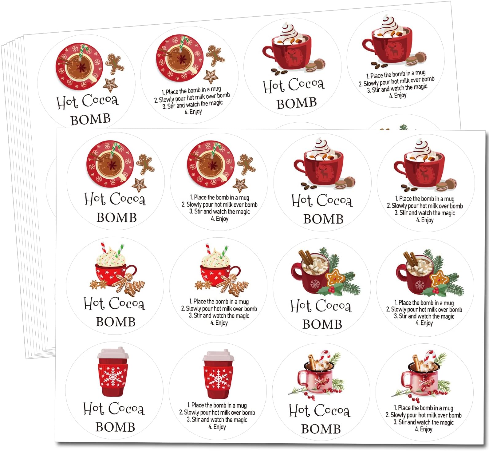 Amazon.com: 1.9 Inch Stickers Hot Cocoa Bomb Instructions 60 Labels ...