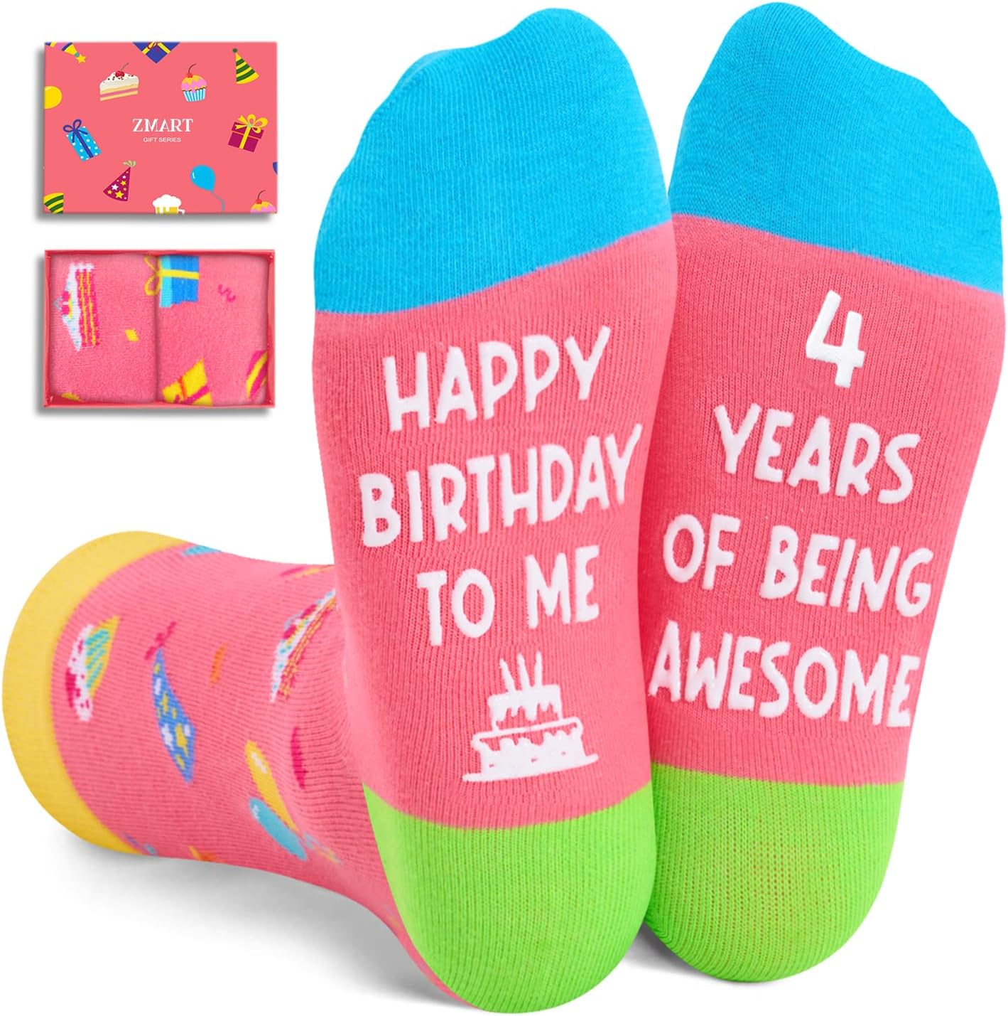 Amazon.com: Zmart 4th Birthday Gifts for Girls - Socks for Toddlers 4t ...