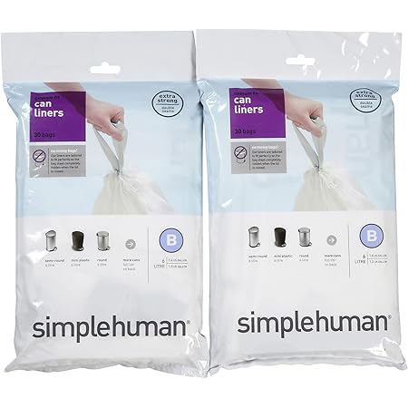 Amazon.com: simplehuman Code B Custom Fit Drawstring Trash Bags in Dispenser Packs, 30 Count, 6 ...