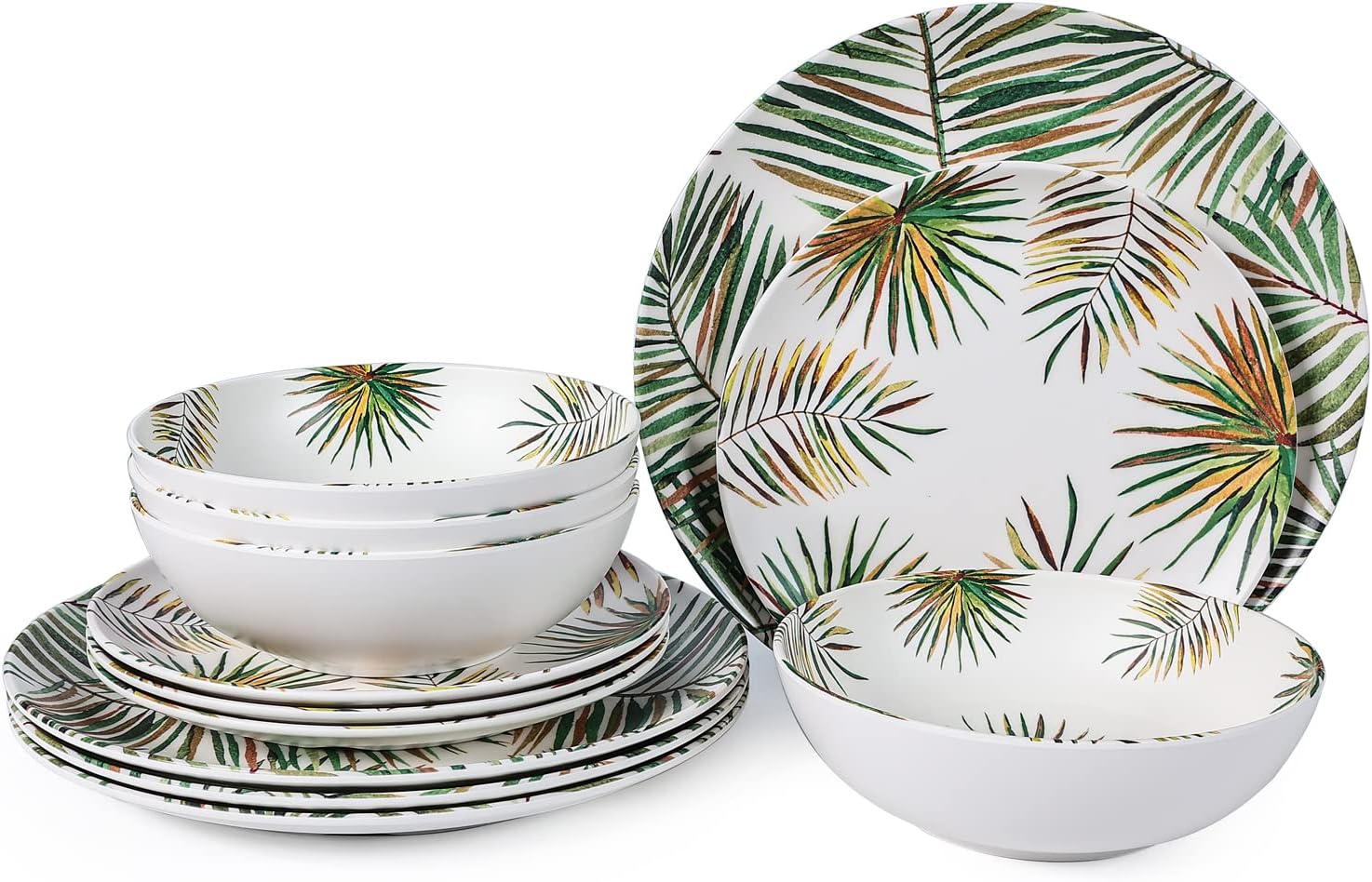 Amazon.com | 12 Piece Melamine Dinnerware Set-Dishes Set for Everyday ...