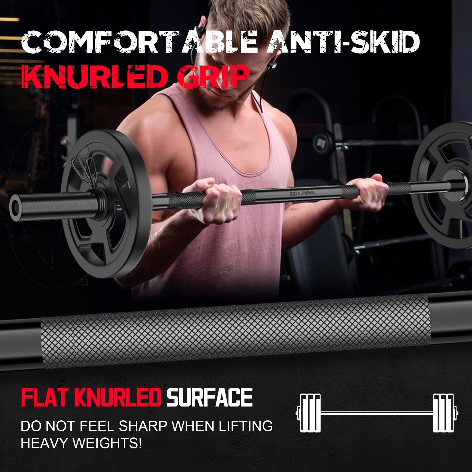 Snapklik.com : Olympic Barbell Bar 55", 2In-Weight Lifting Bar Standard ...